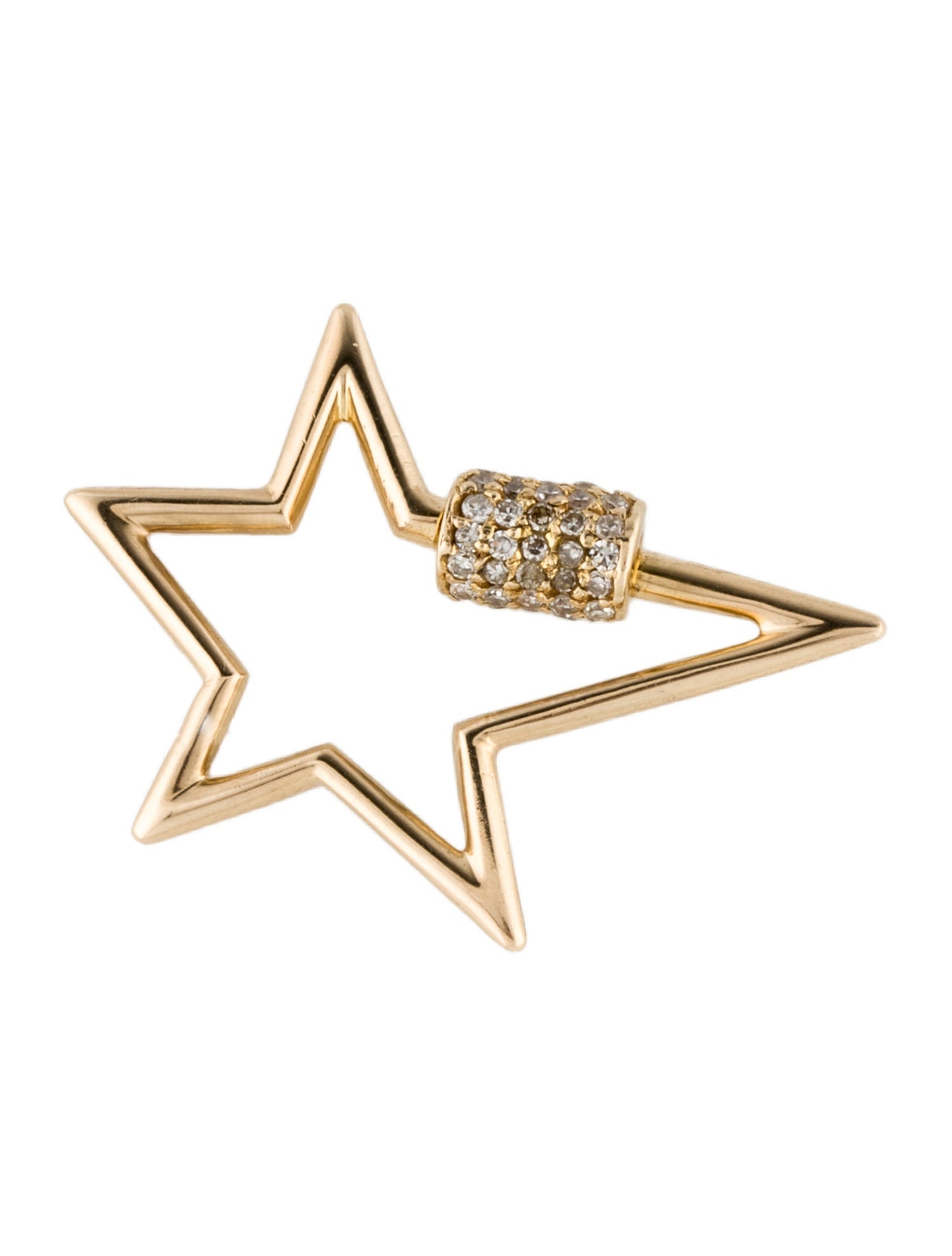 Pendant 14K Diamond Star Lock Pendant - 14K Yellow Gold Pendant ...