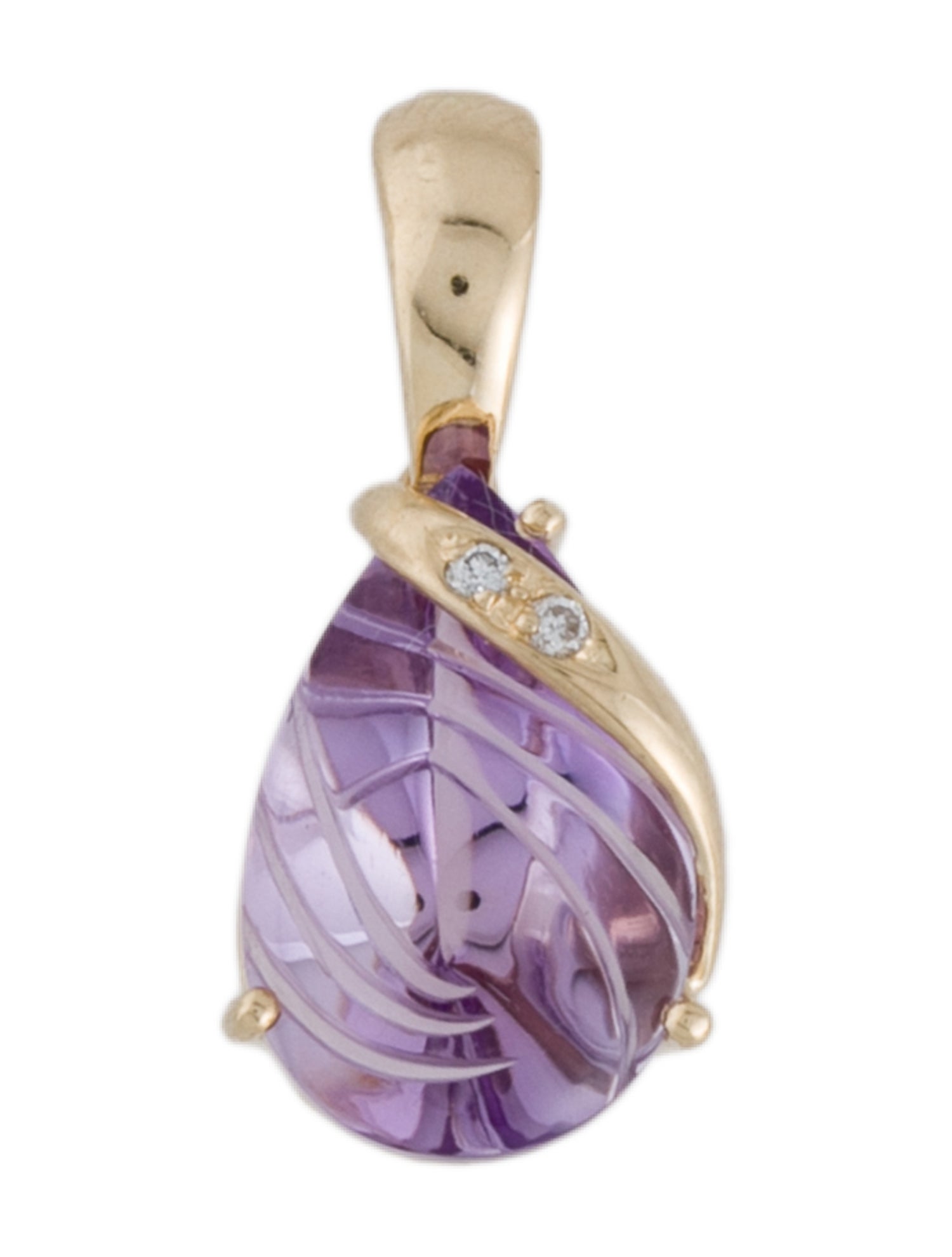 Pendant 14K Amethyst & Diamond Enhancer Pendant - 14K Yellow Gold ...