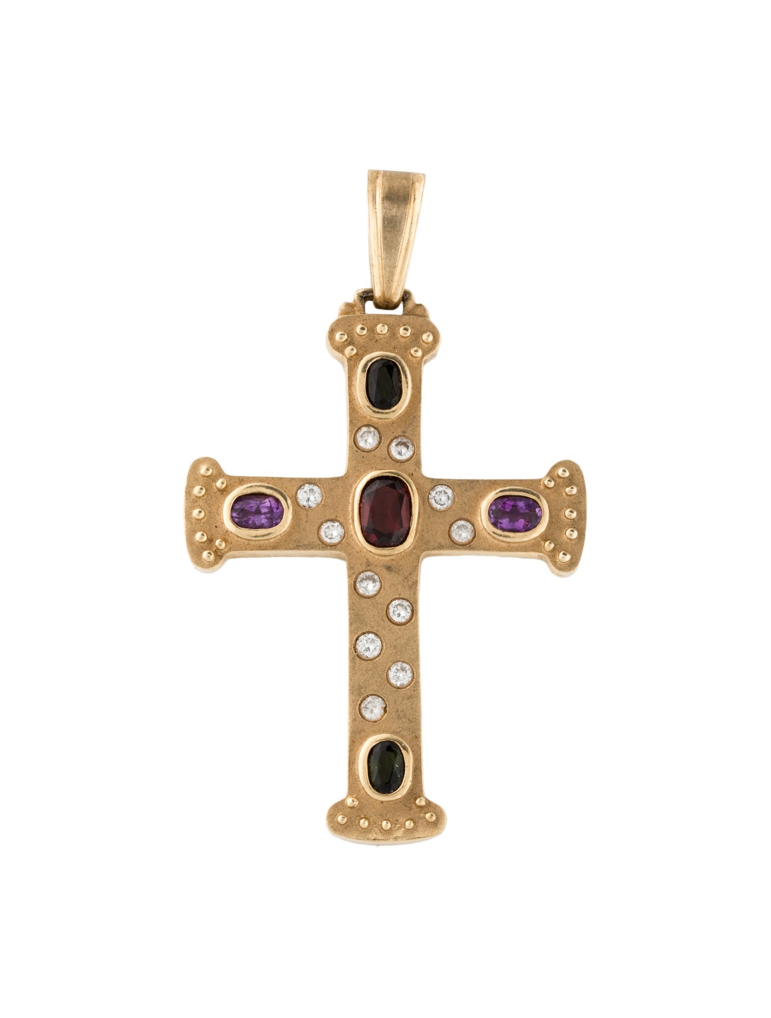 Pendant 14K Multi-Stone Cross Pendant - 14K Yellow Gold Pendant, Charms ...