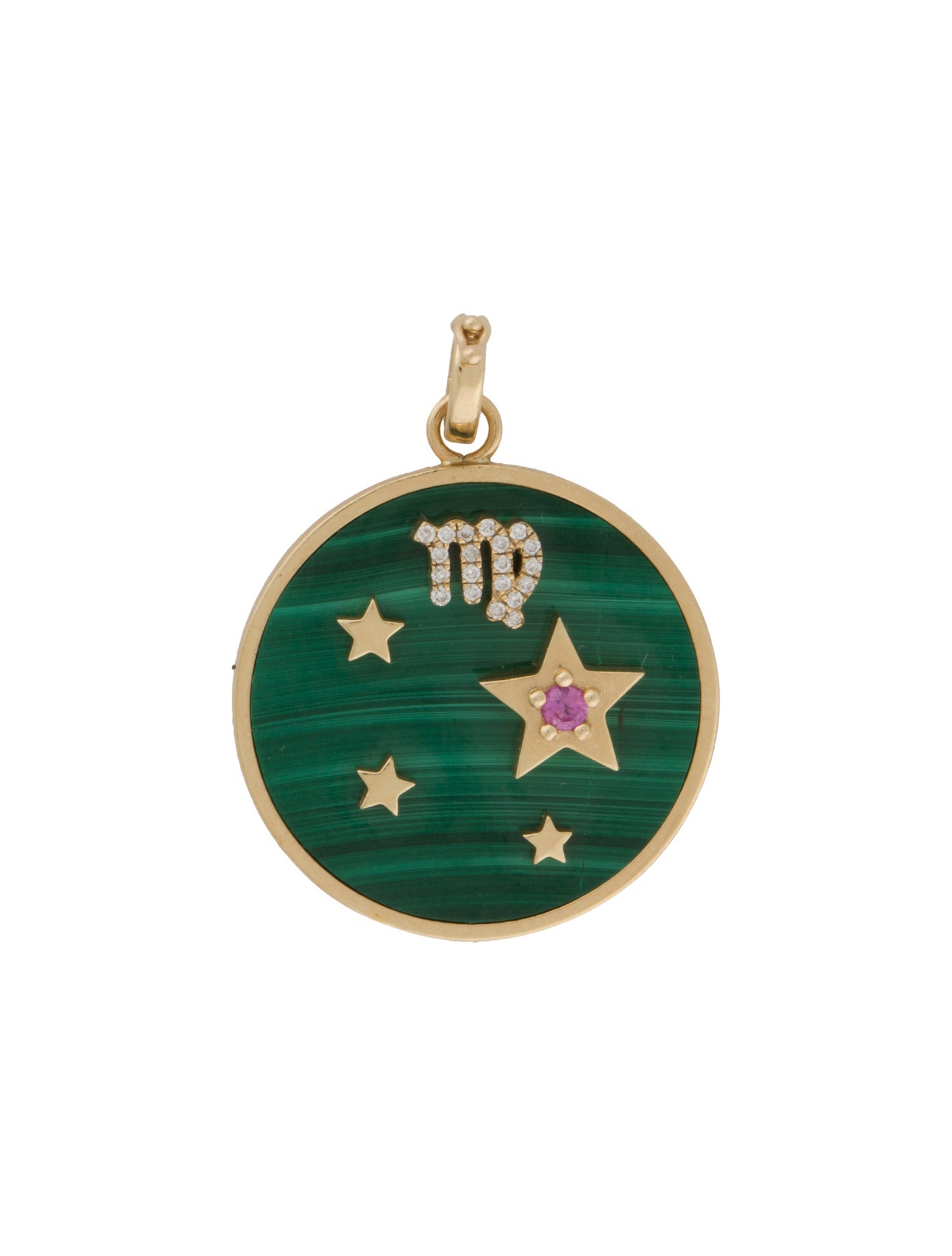 Pendant Helena Rose 14K Malachite, Ruby & Diamond Scorpio Large Zodiac ...