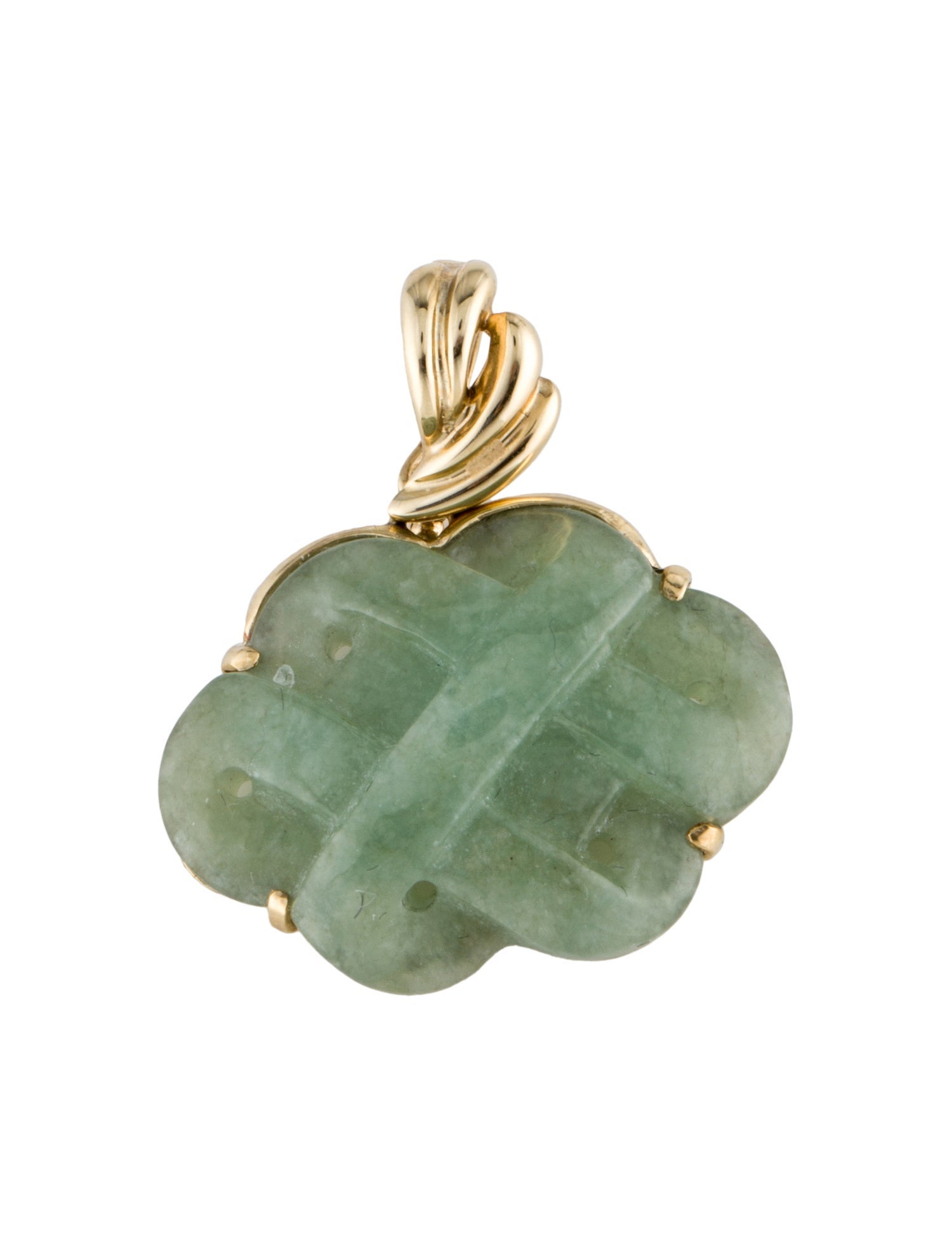 Pendant 14K Jadeite Caved Celtic Knot Pendant Enhancer - 14K Yellow ...