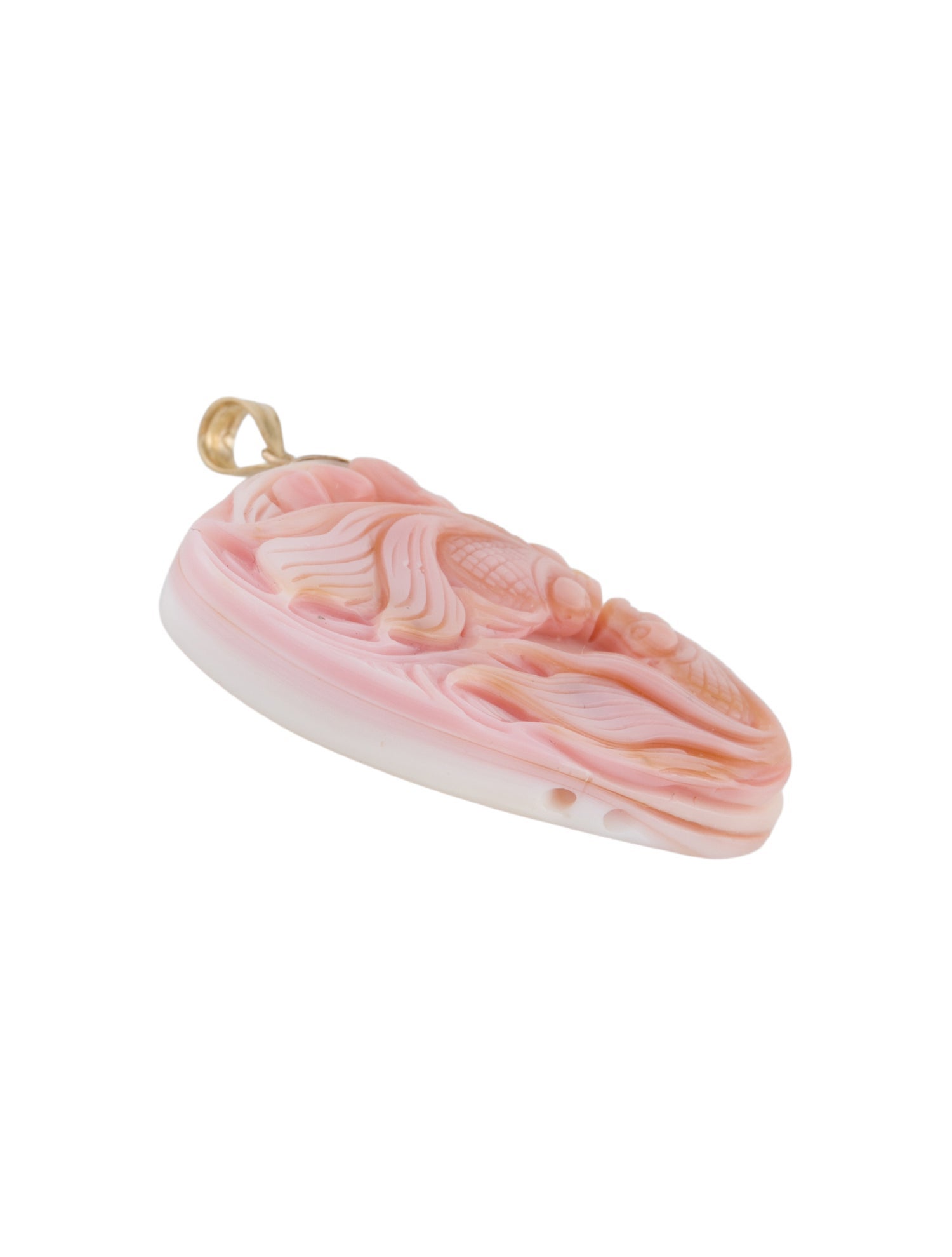 Pendant 14K Carved Shell Kissing Koi Fish Pendant - Pendant Necklace ...