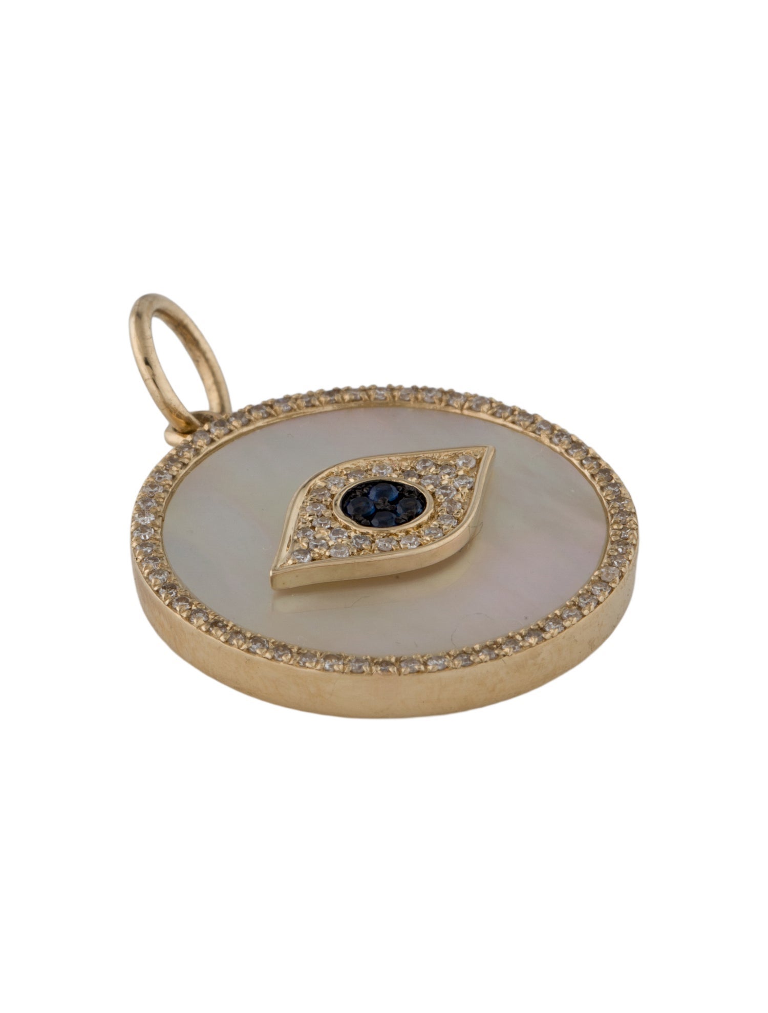 Pendant 14K Mother of Pearl, Diamond & Sapphire Evil Eye Pendant ...