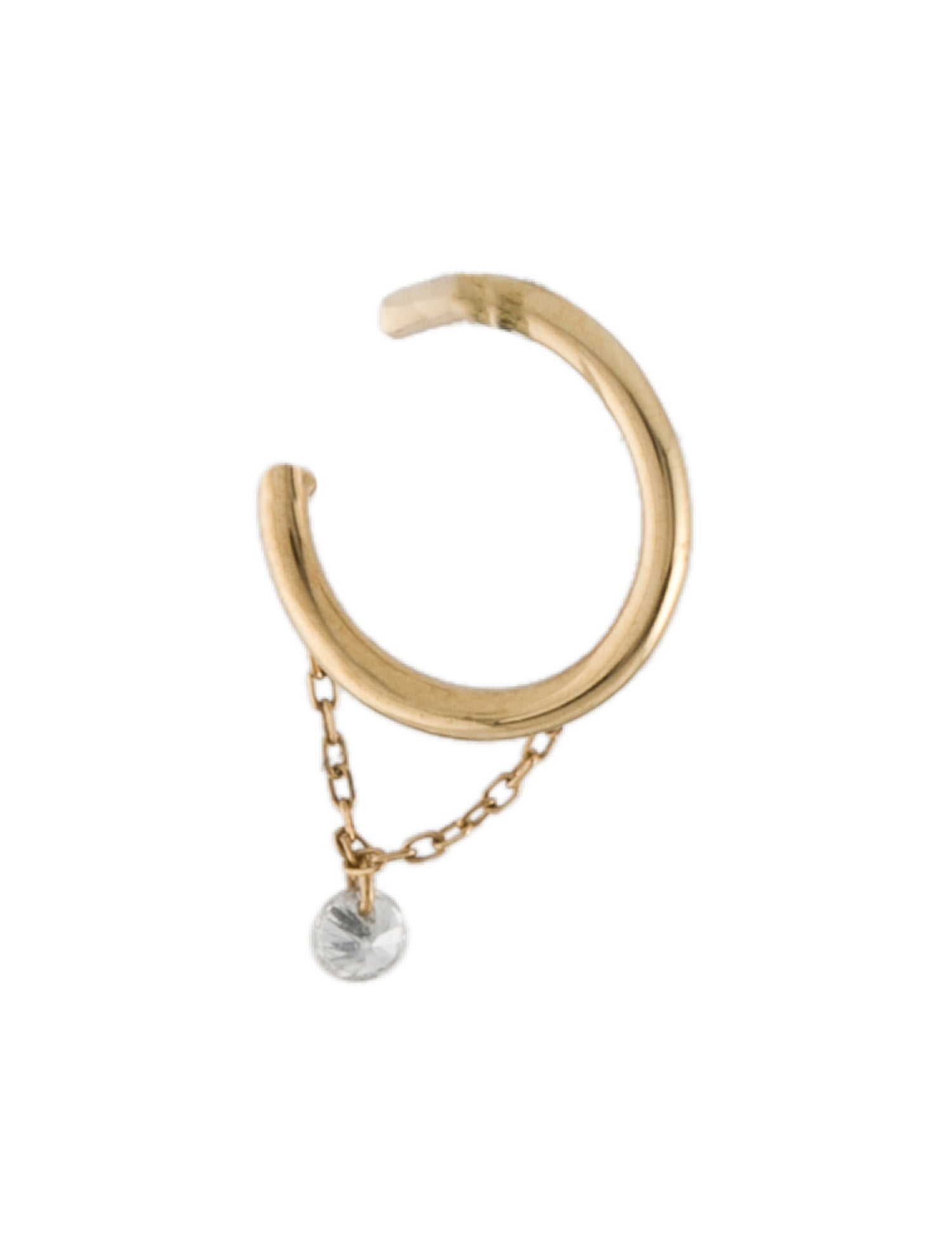 Maria Tash 18K Diamond Handcuff Single Hoop Earring with Short Chain ...