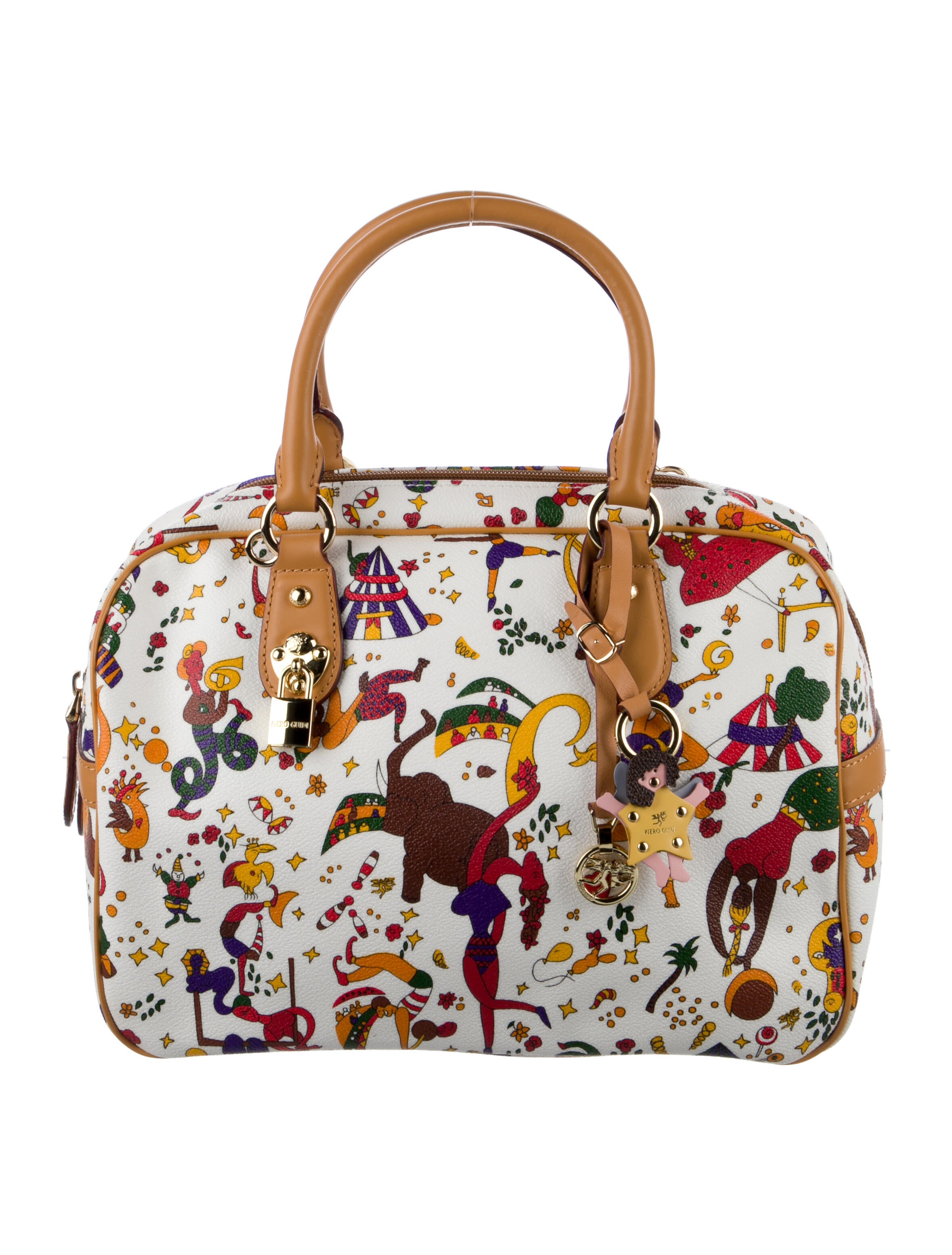 Piero Guidi Coated Canvas Handle Bag - White Handle Bags, Handbags ...