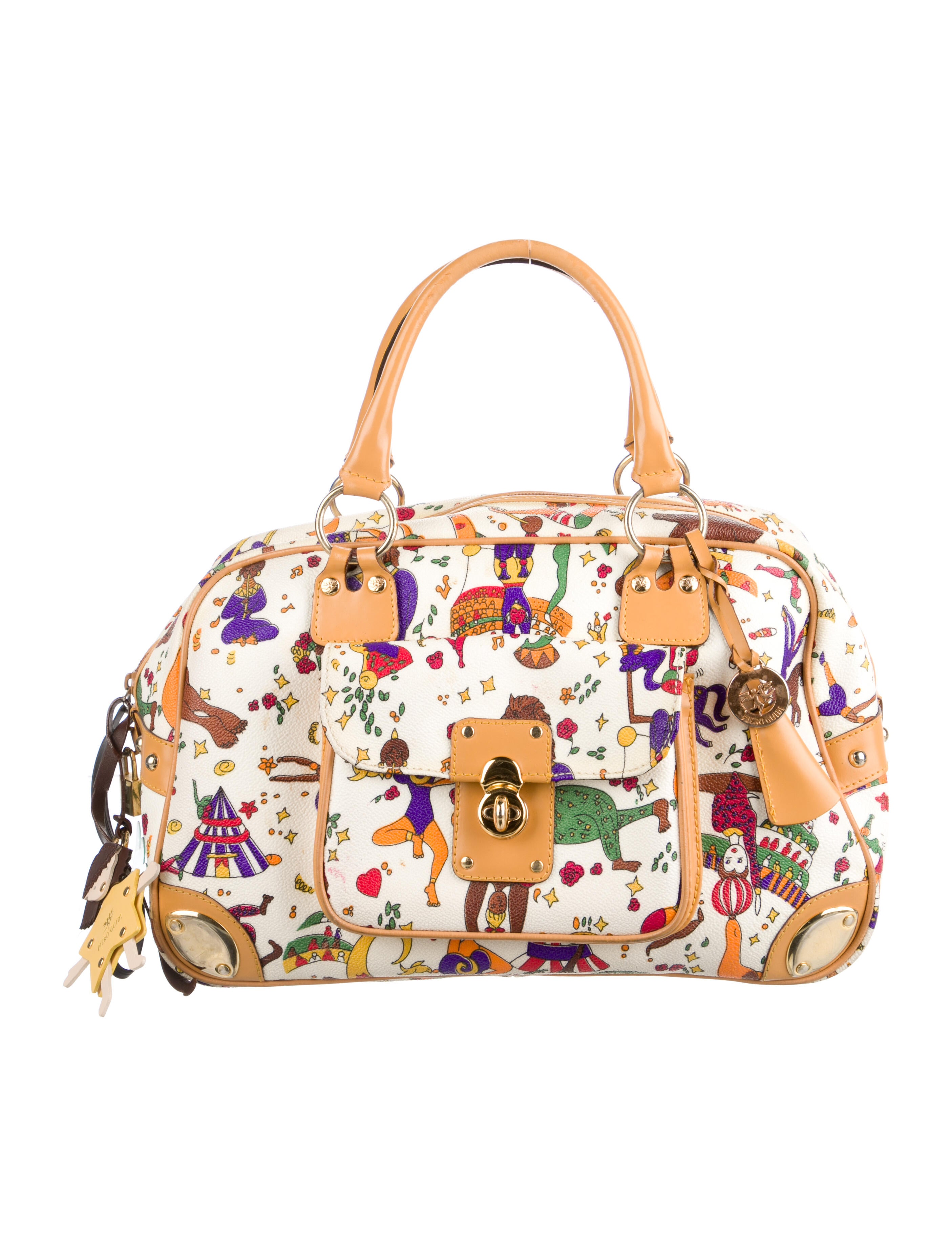 Piero Guidi Printed Coated Canvas Handle Bag - White Handle Bags ...