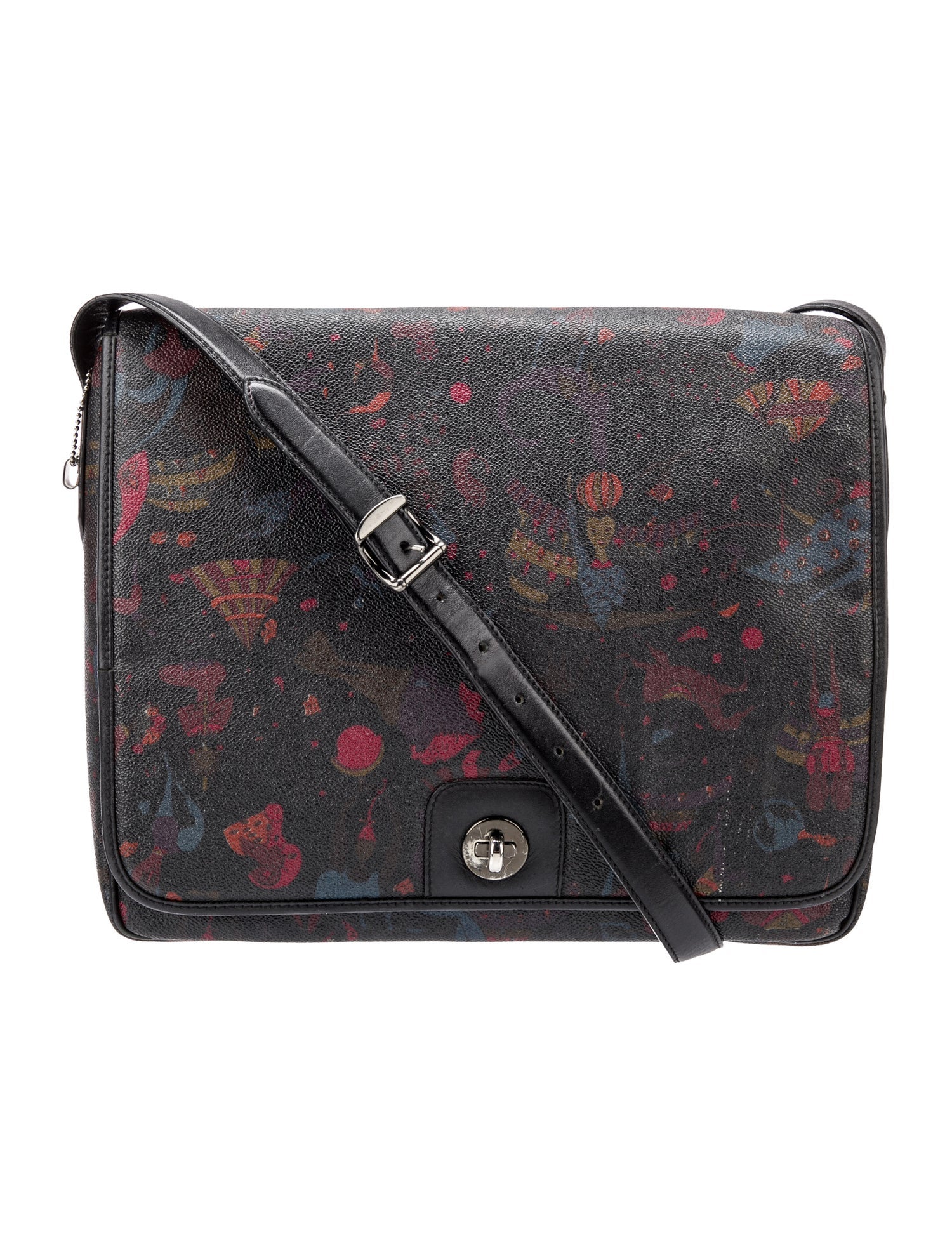 Piero Guidi Leather Trim Coated Canvas Shoulder Bag - Black Shoulder ...