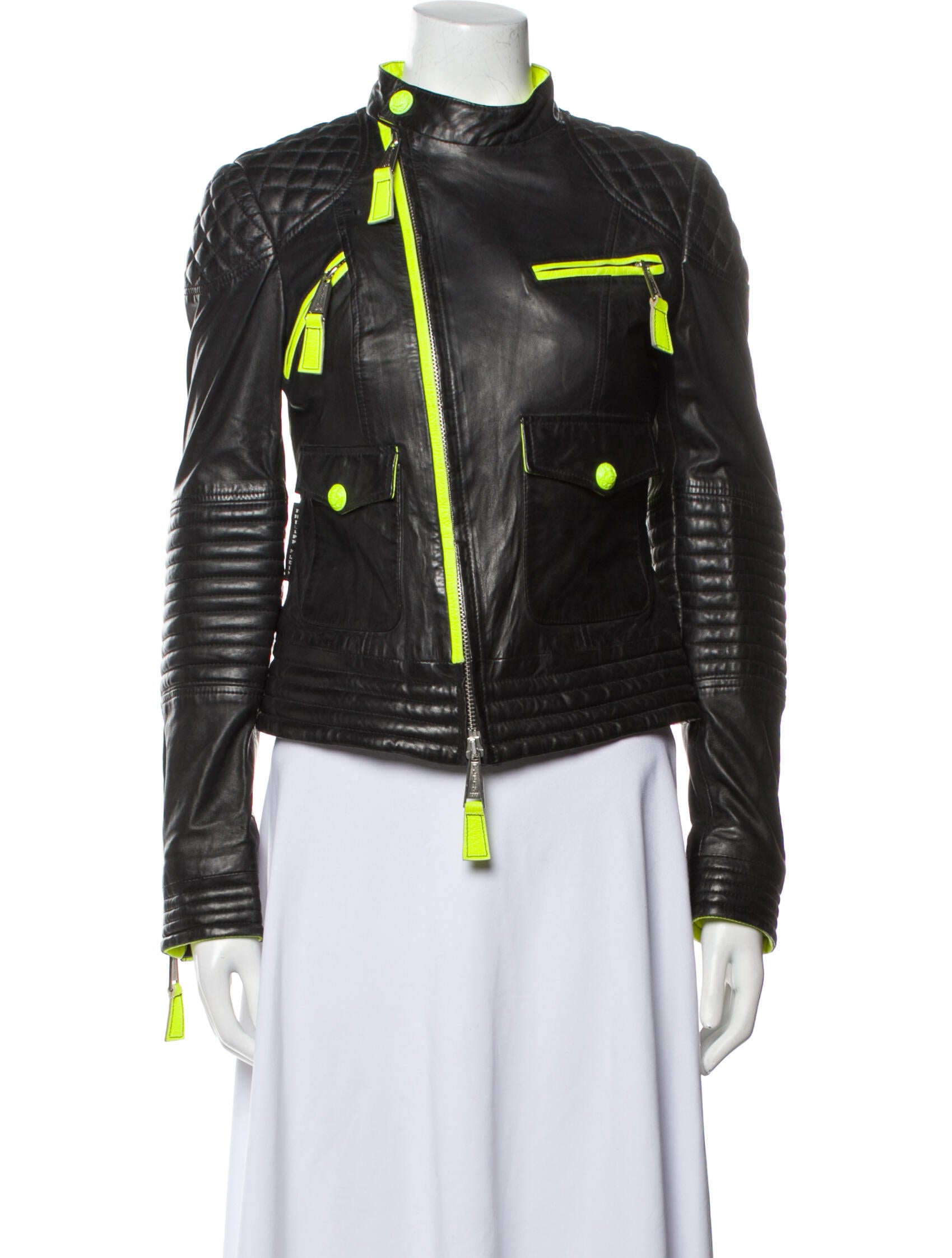 Philipp Plein Biker Jacket - Black Jackets, Clothing - PHP27109 | The ...