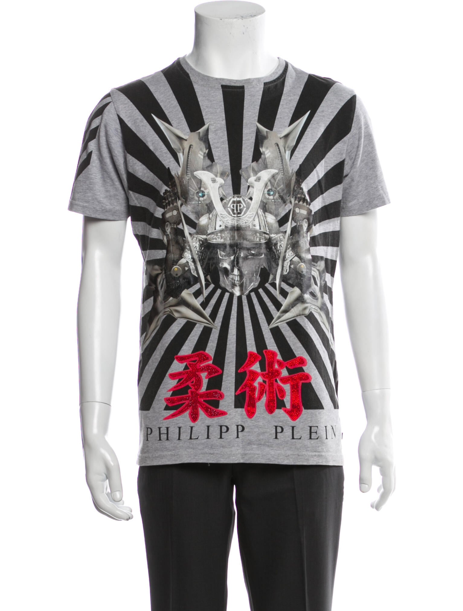 Philipp Plein Printed Crew Neck T-Shirt - Grey T-Shirts, Clothing ...