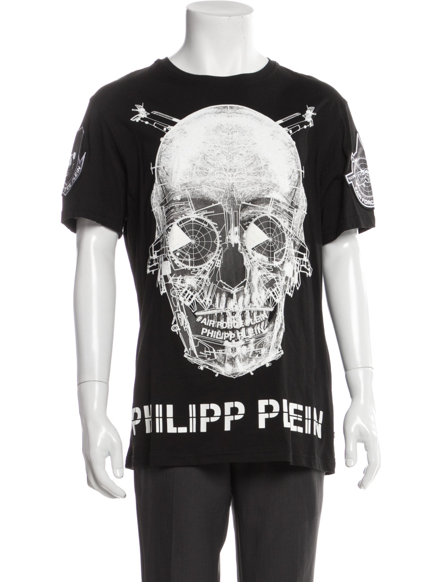Philipp Plein Graphic Print Crew Neck T-Shirt - Black T-Shirts ...