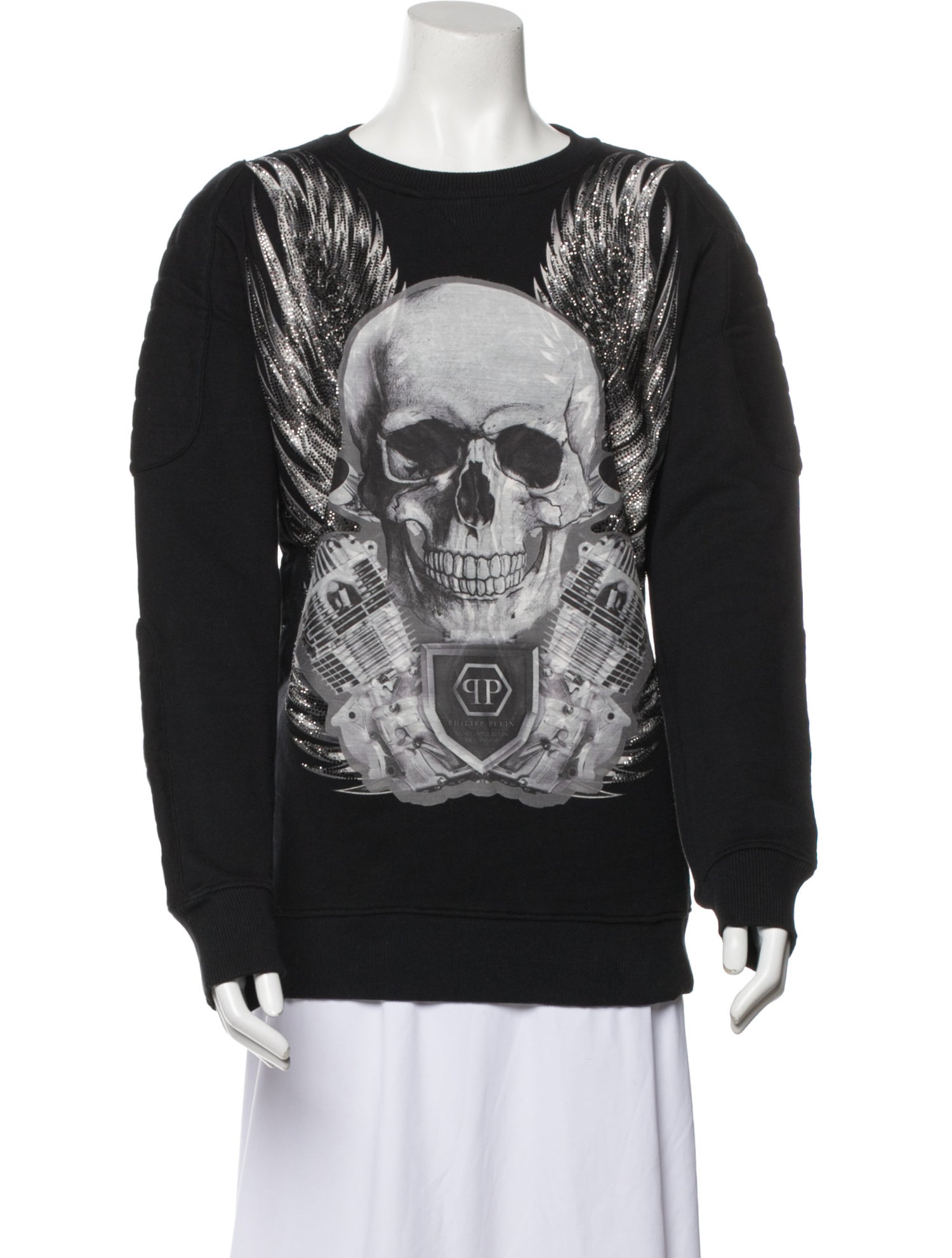 Philipp Plein Graphic Print Crew Neck Sweatshirt - Black Sweatshirts ...