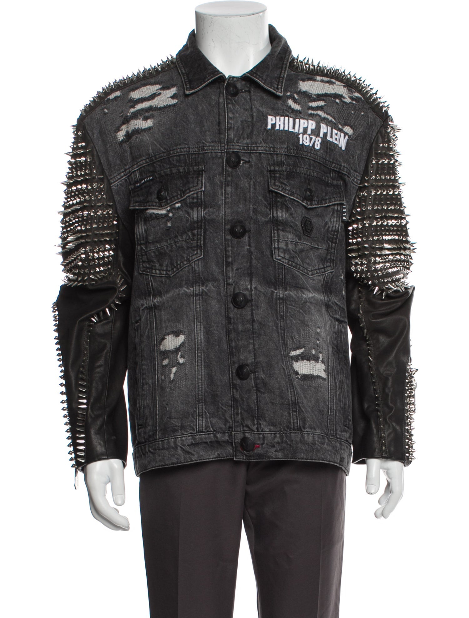 Philipp Plein Denim Jacket - Grey Outerwear, Clothing - PHP31946 | The ...