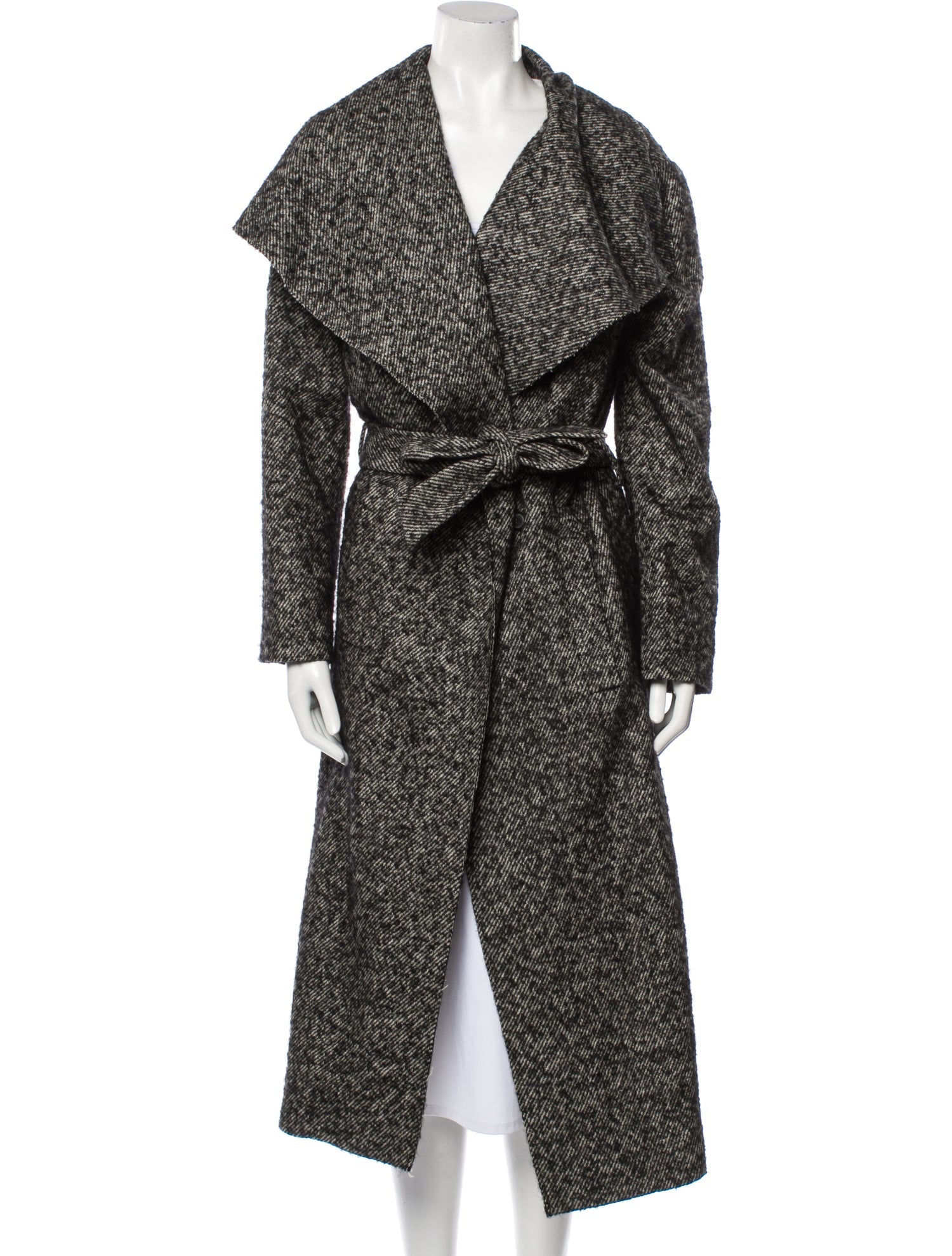Piazza Sempione Tweed Pattern Trench Coat - Black Coats, Clothing ...