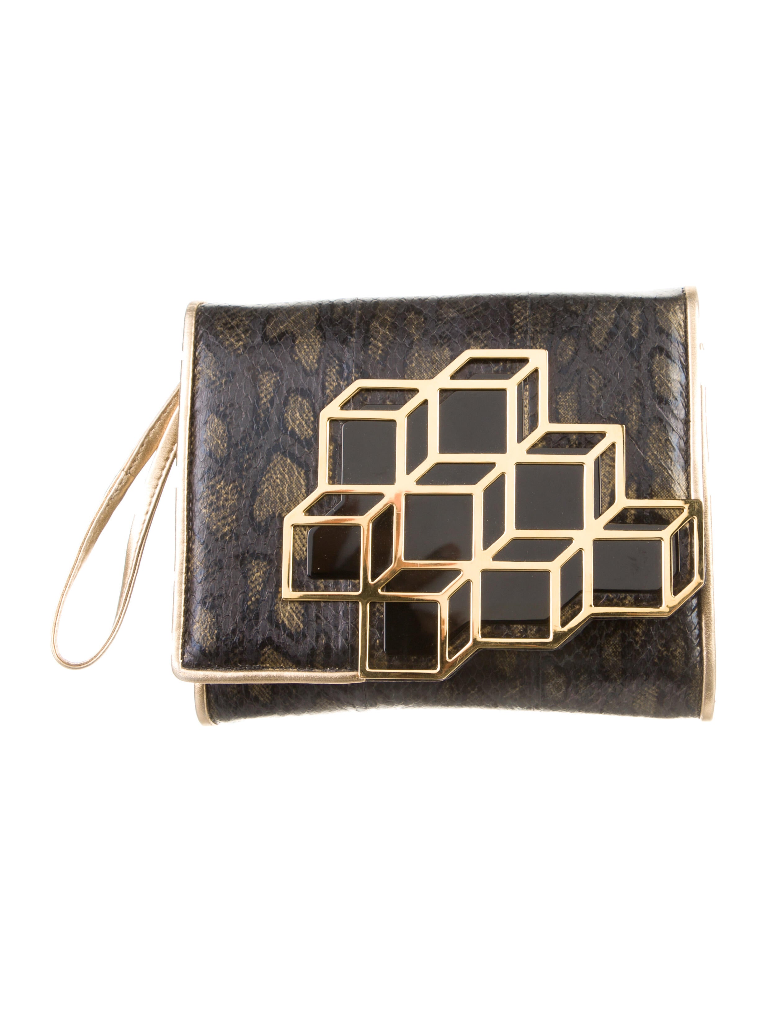 Pierre Hardy Colorblock Alpha Leather Clutch - Black Clutches, Handbags ...