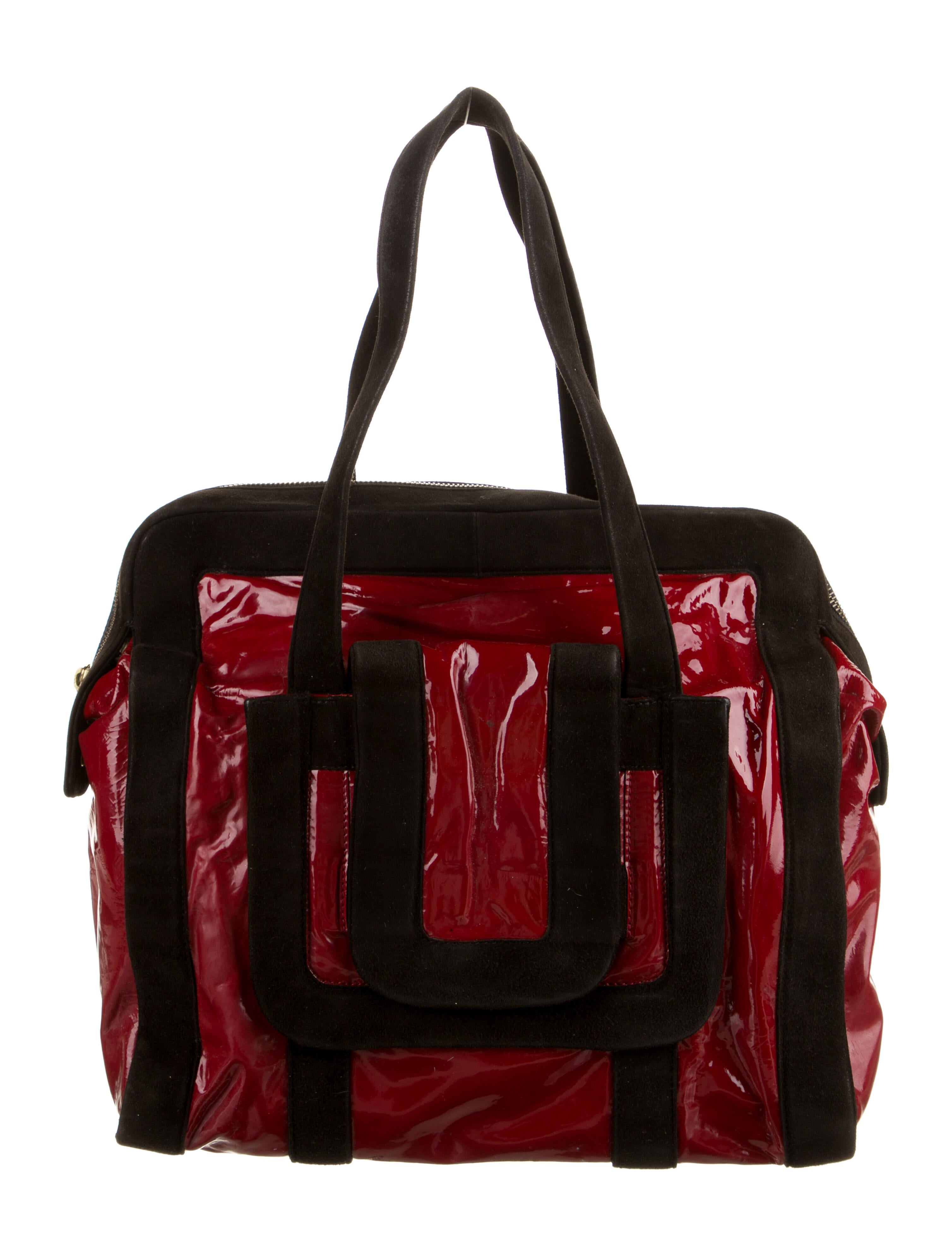 Pierre Hardy Suede-Trimmed Patent Leather Tote Bag - Red Totes ...