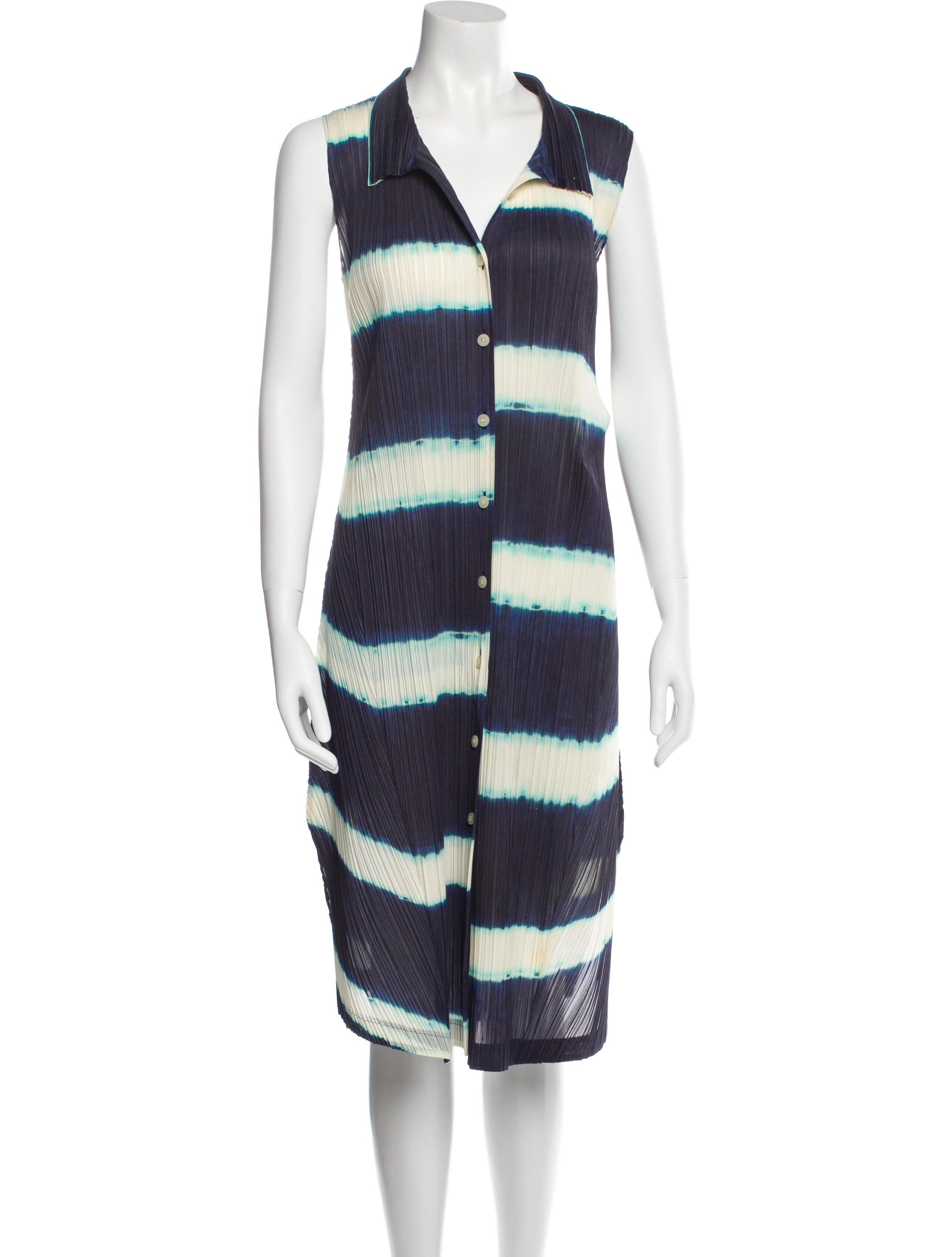 Pleats Please Issey Miyake Tie-Dye Print Midi Length Dress - Blue ...