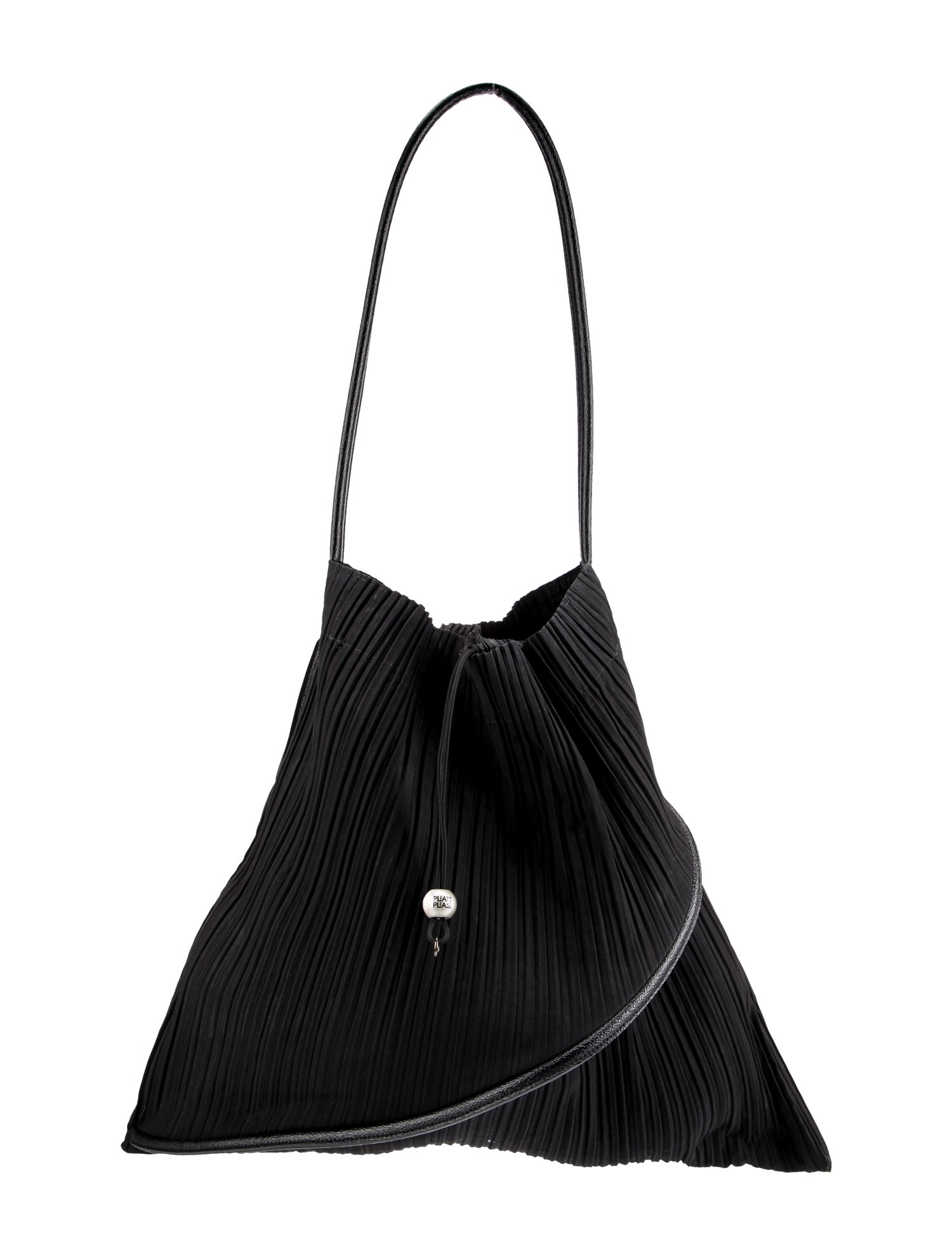 Pleats Please Issey Miyake Pleated Leather-Trimmed Shoulder Bag - Black ...
