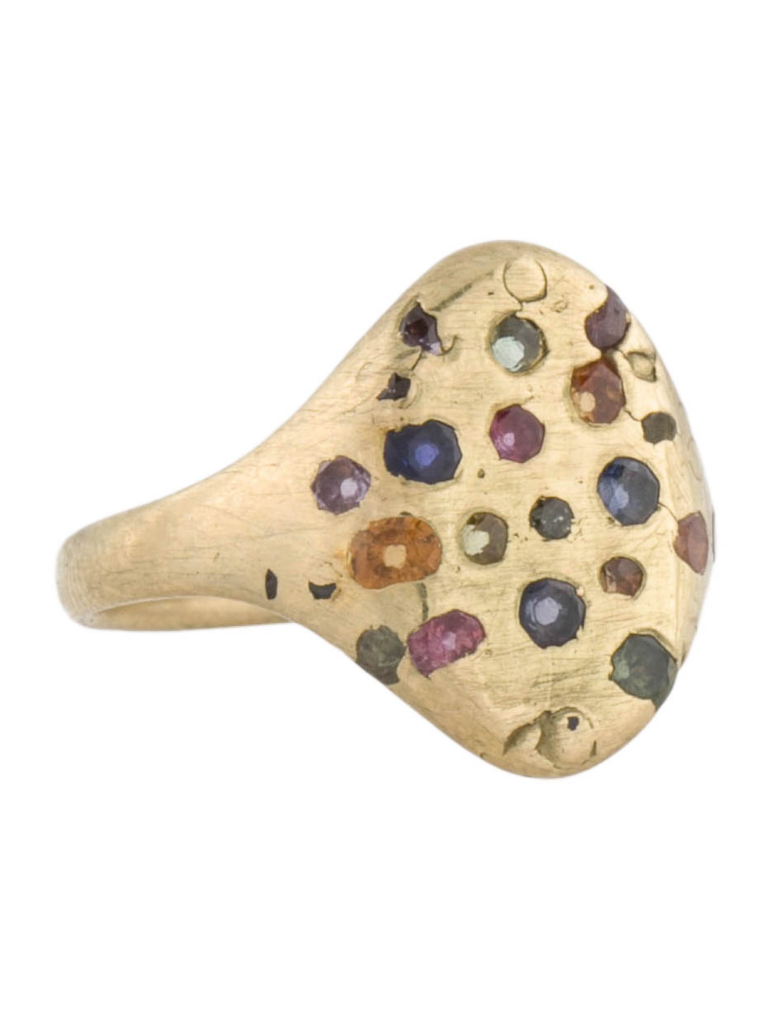 Polly Wales 18K Sapphire & Ruby Signet Ring - 18K Yellow Gold Signet ...