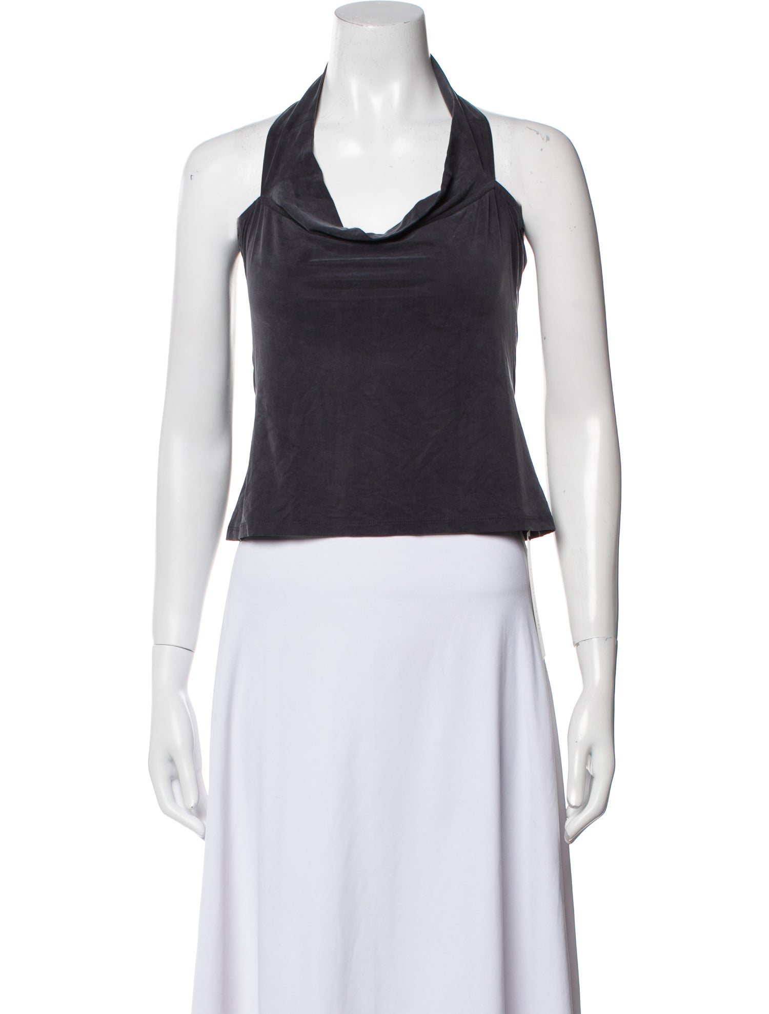 Paloma Wool Cowl Neck Sleeveless Crop Top - Grey Tops, Clothing ...
