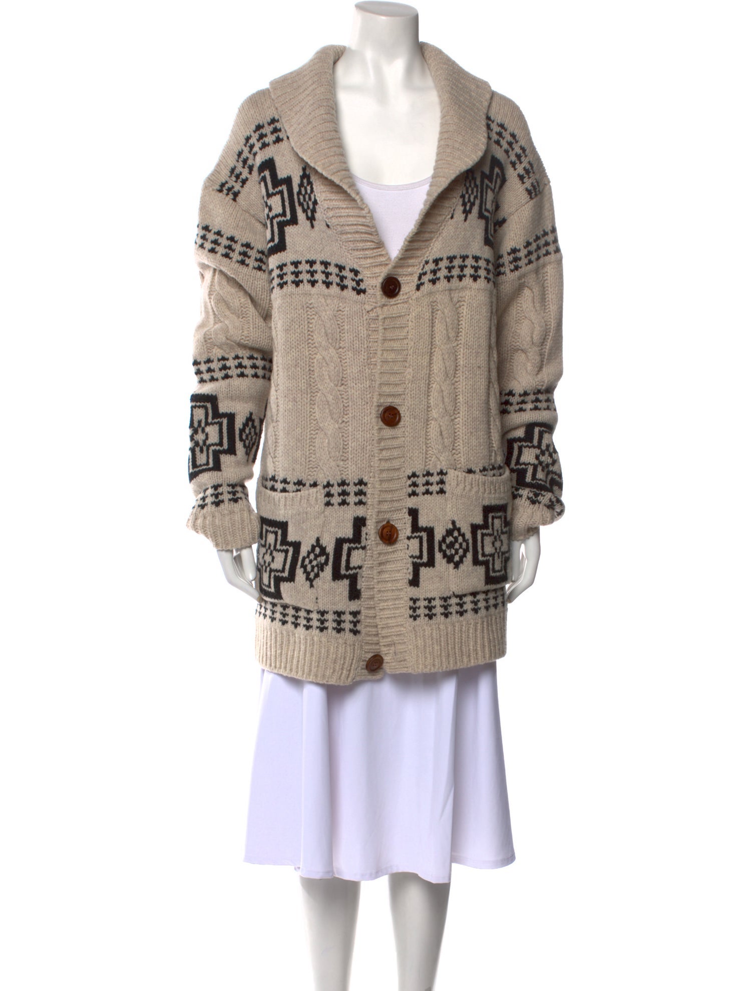 Pendleton Printed V-Neck Sweater - Neutrals Knitwear, Clothing ...