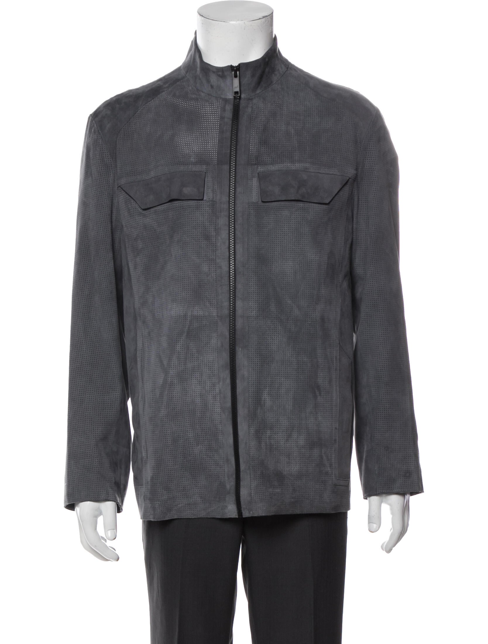 Porsche Design Goat Leather Denim Jacket - Grey Outerwear, Clothing ...