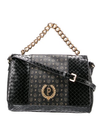 Pollini Faux Leather Woven Handle Bag - Black Handle Bags, Handbags ...