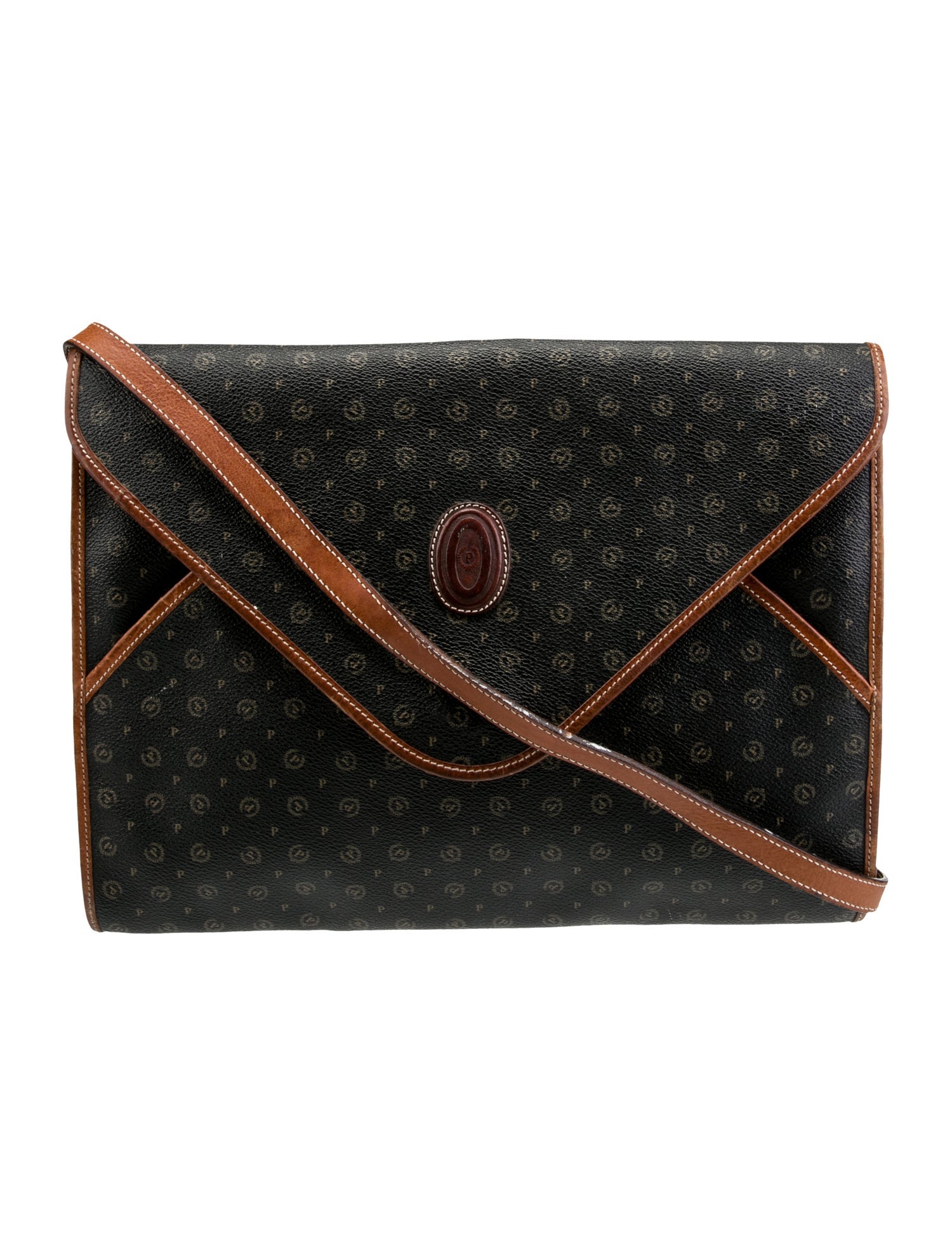 Pollini Coated Canvas Printed Shoulder Bag - Brown Shoulder Bags ...