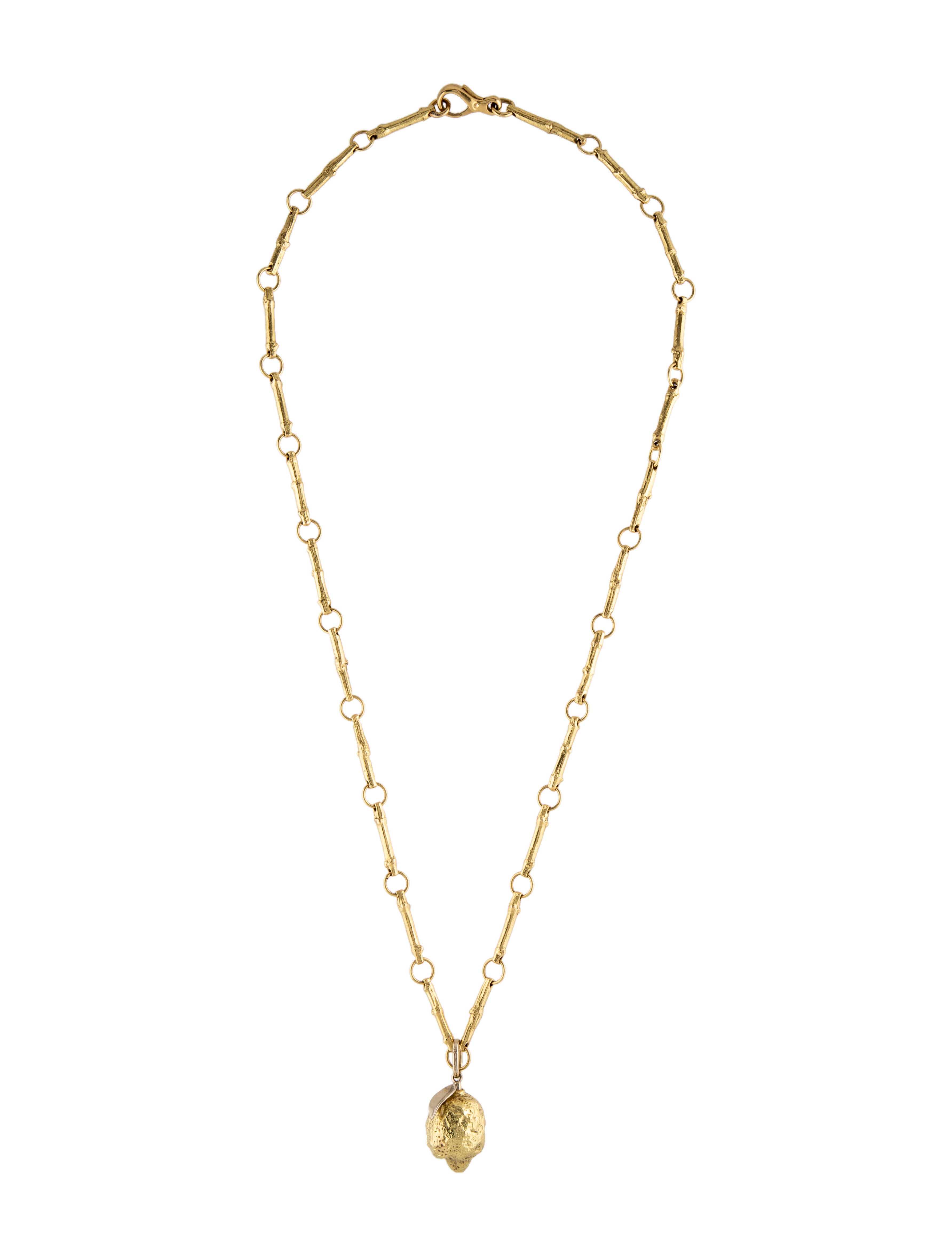 Pomellato Vintage 18K Lemon w/Unbranded 18K Bamboo Chain Necklace ...