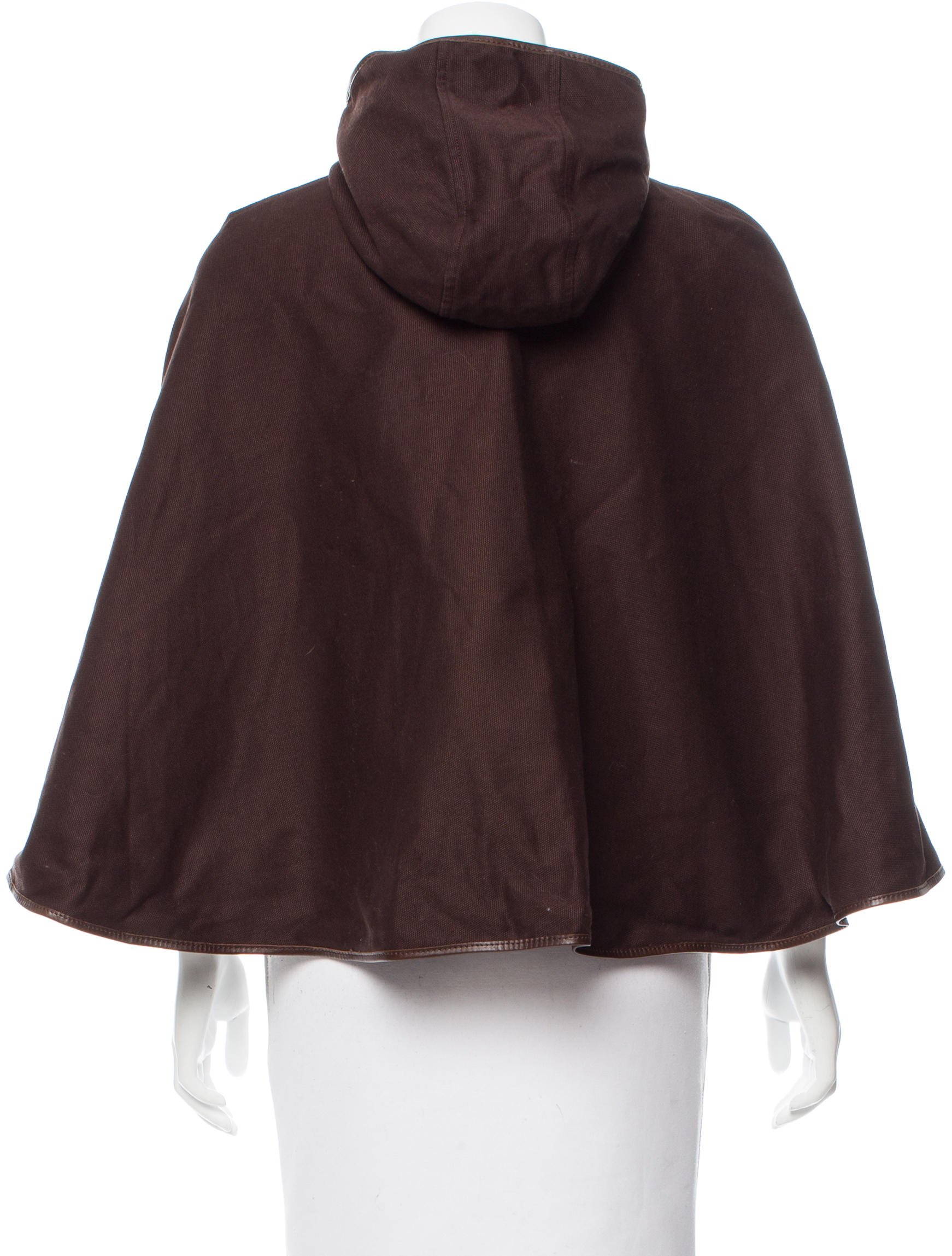 Ports 1961 Leather-Trimmed Hooded Poncho - Clothing - POR22577 | The ...