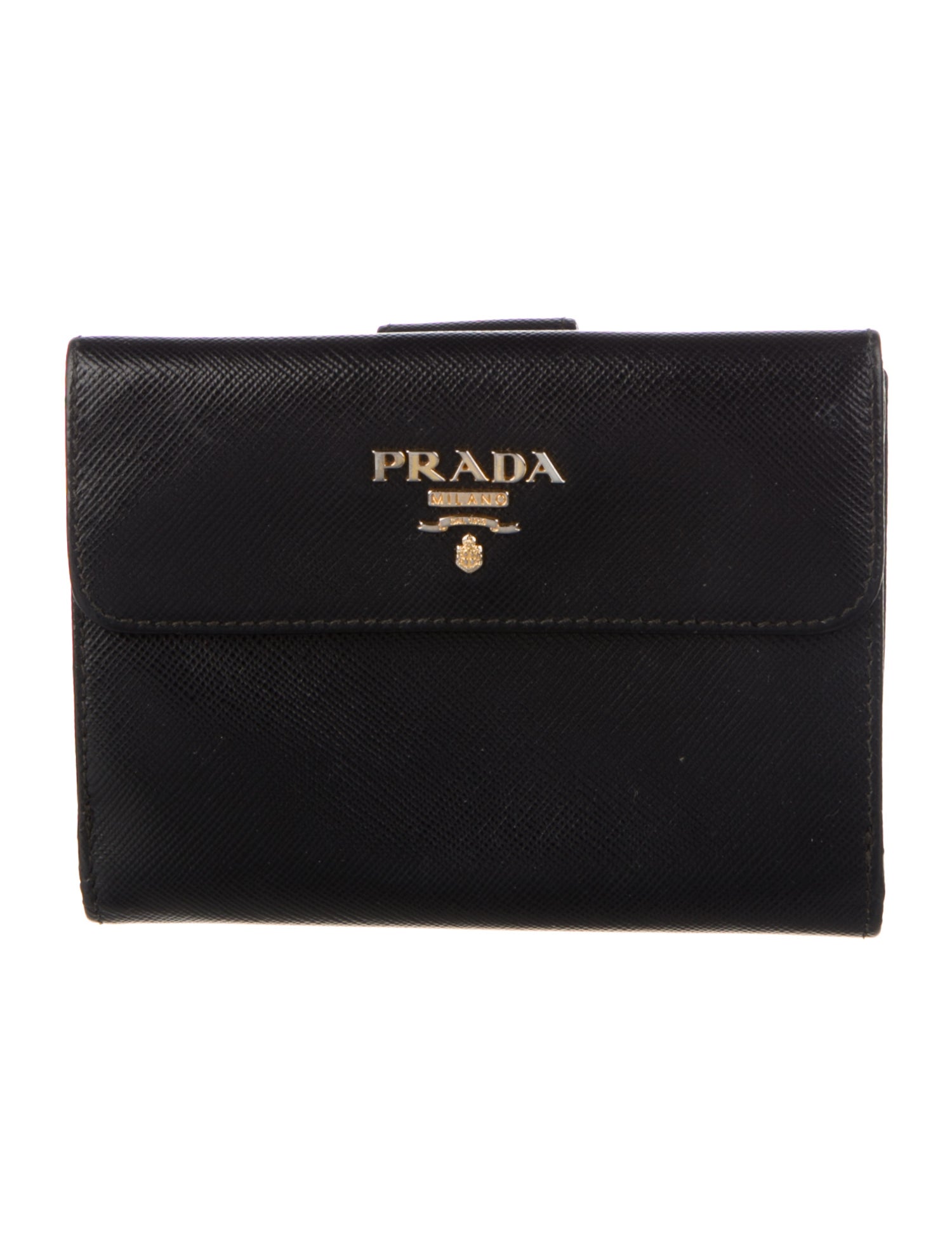 Prada Saffiano Lux Leather Compact Wallet - Black Wallets, Accessories ...