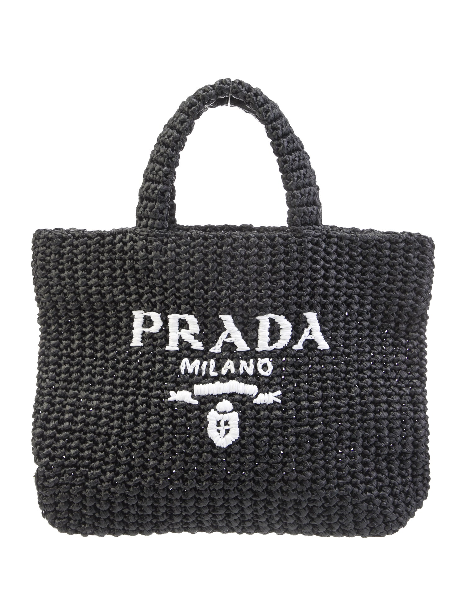 Prada Raffia Grass Tote Small - Black Totes, Handbags - PRA1005137 ...
