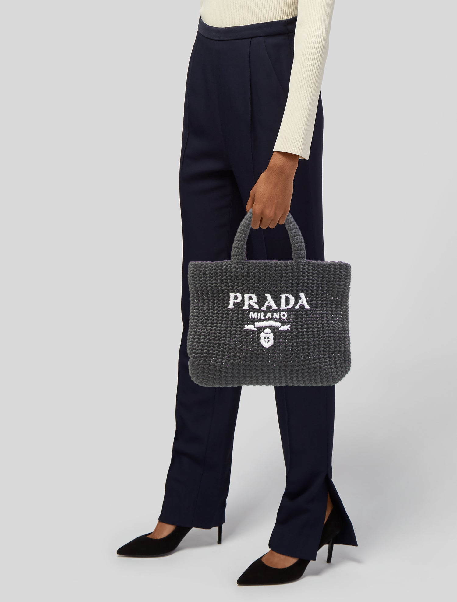 Prada Raffia Grass Tote Small - Black Totes, Handbags - PRA1005137 ...