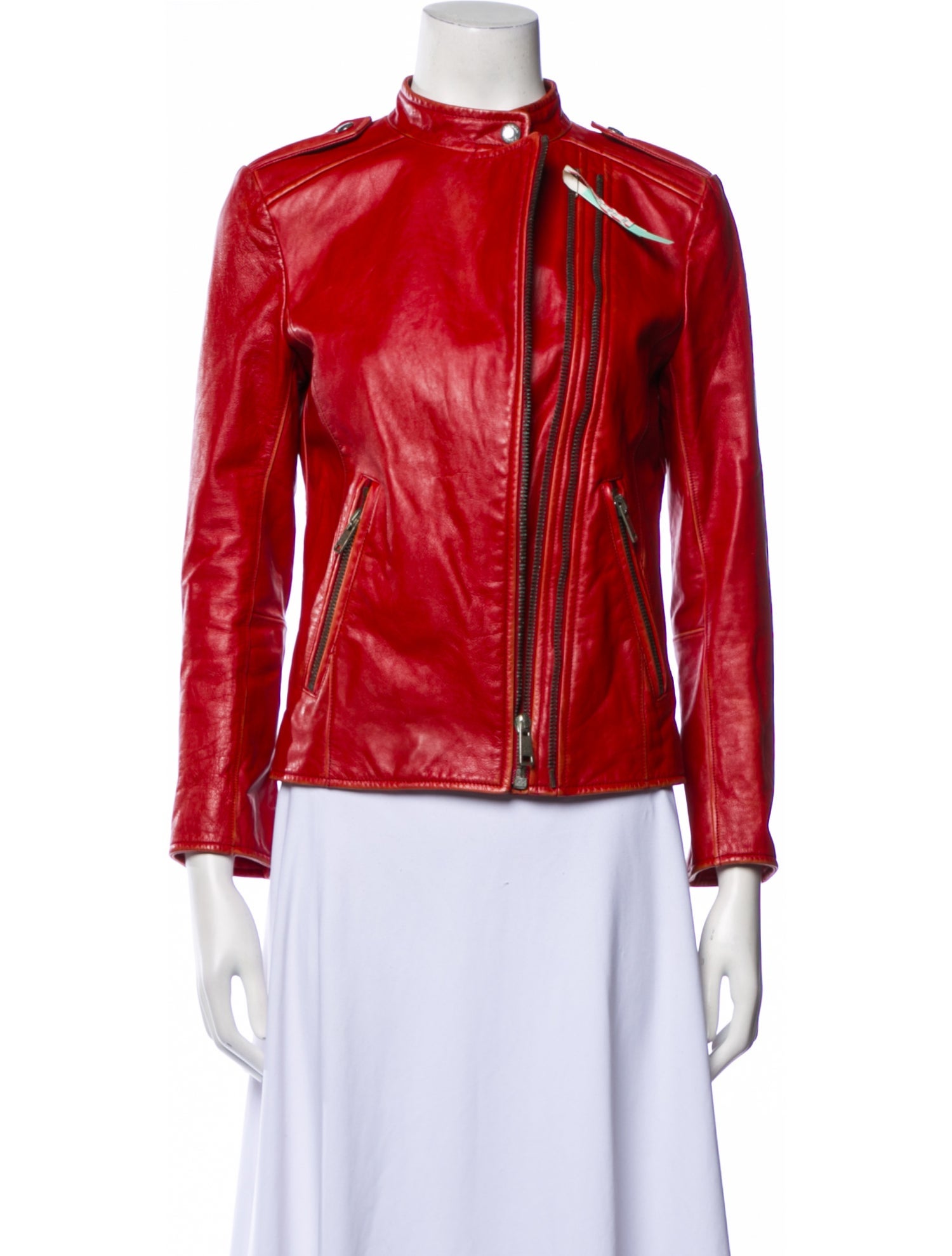 Prada Leather Biker Jacket - Red Jackets, Clothing - PRA1005574 | The ...