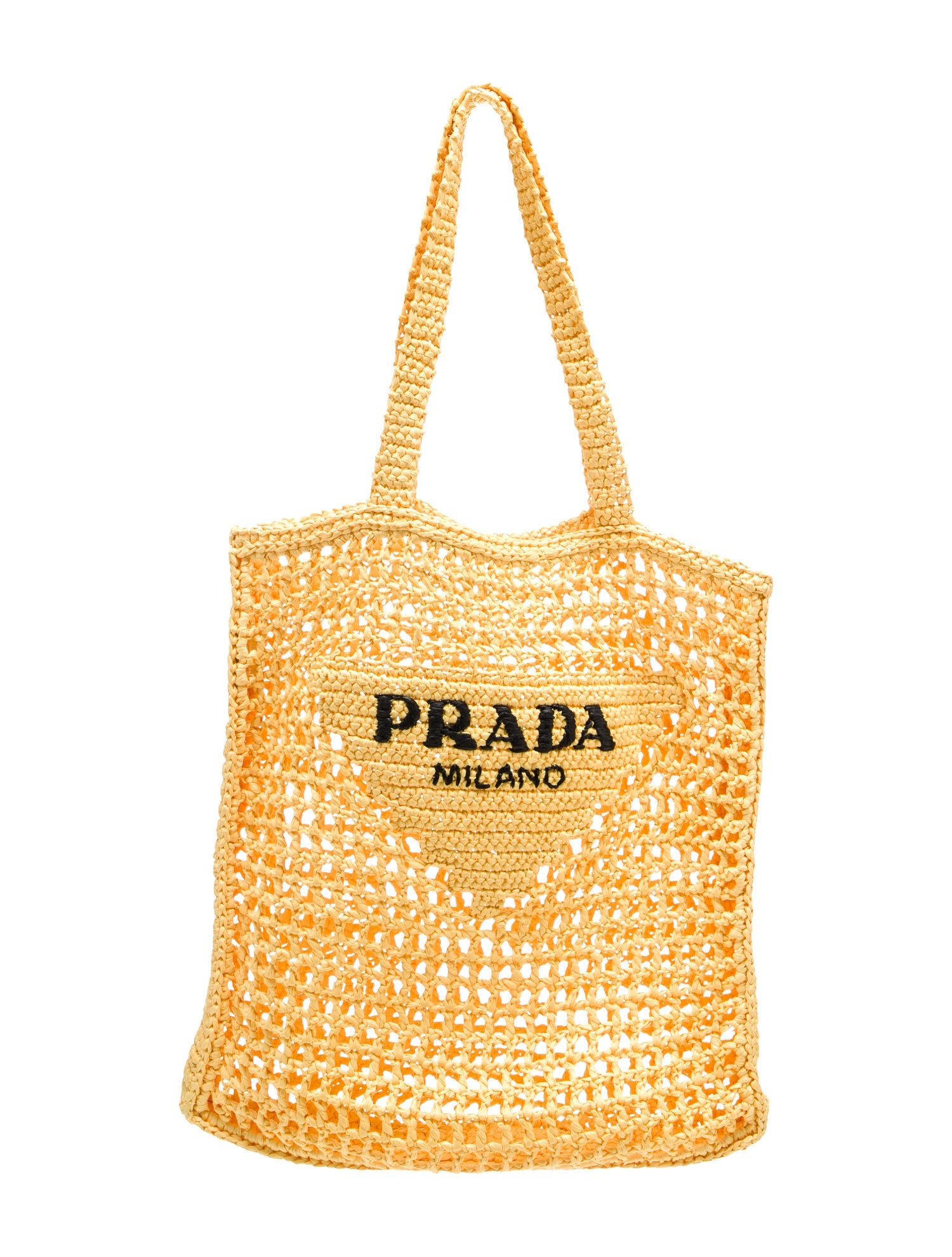 Prada Raffia Grass Crochet Tote - Yellow Totes, Handbags - PRA1007453 ...