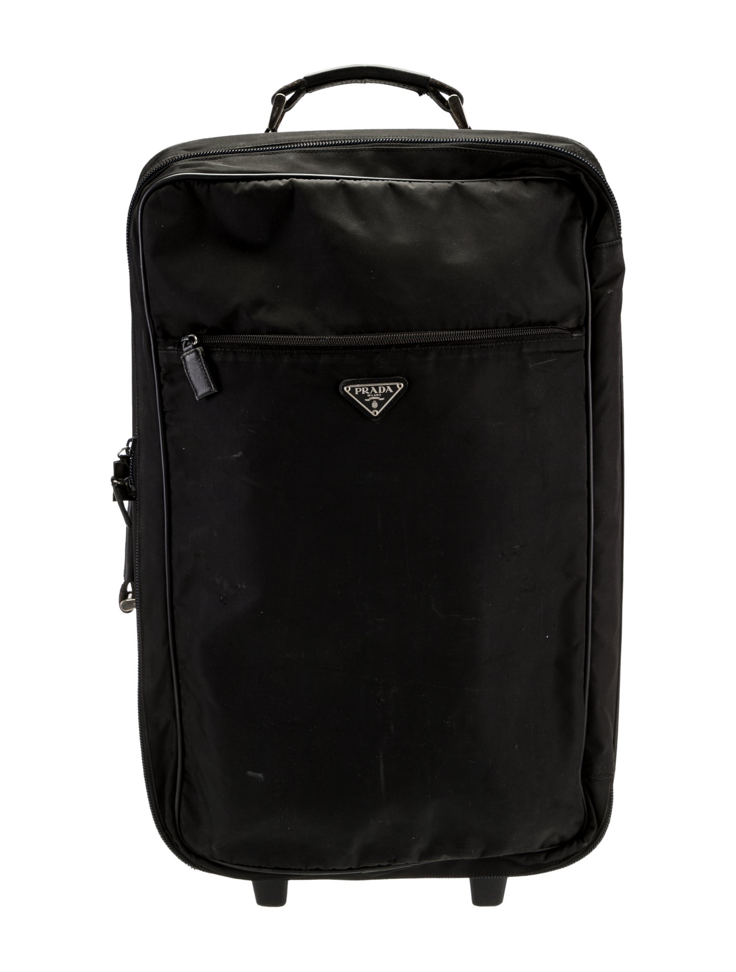 Prada Saffiano-Trimmed Tessuto Rolling Suitcase - Black Suitcases ...