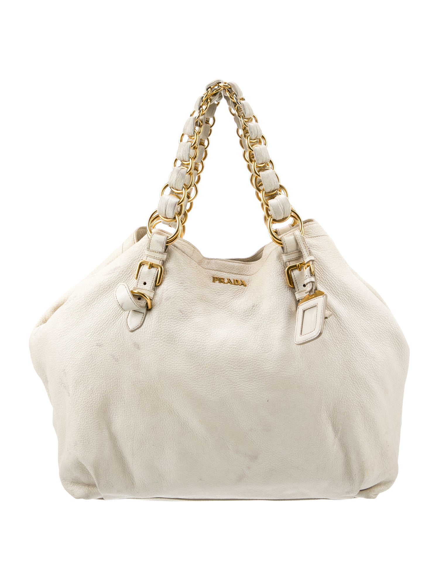 Prada Cervo Lux Leather Cervo Lux Chain Hobo - Neutrals Hobos, Handbags ...