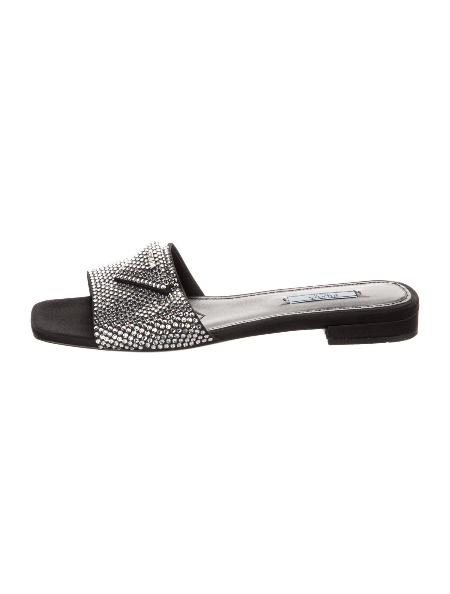 Prada Crystal Crystal Embellishments Slides - Black Sandals, Shoes ...
