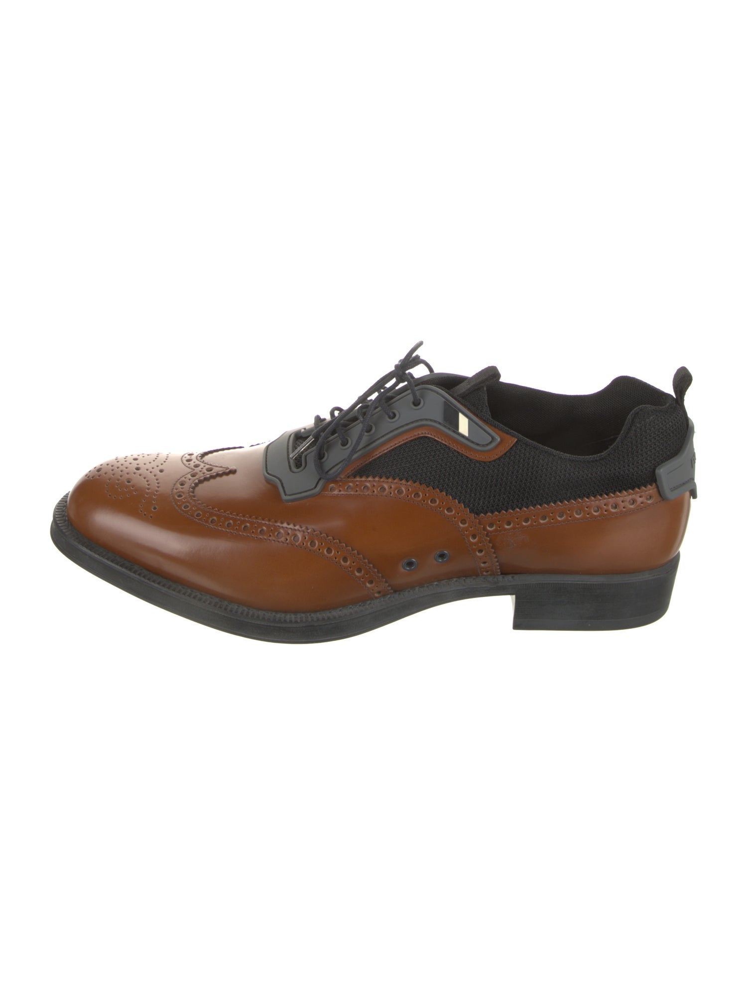 Prada Leather Colorblock Pattern Brogues - Brown Oxfords, Shoes ...