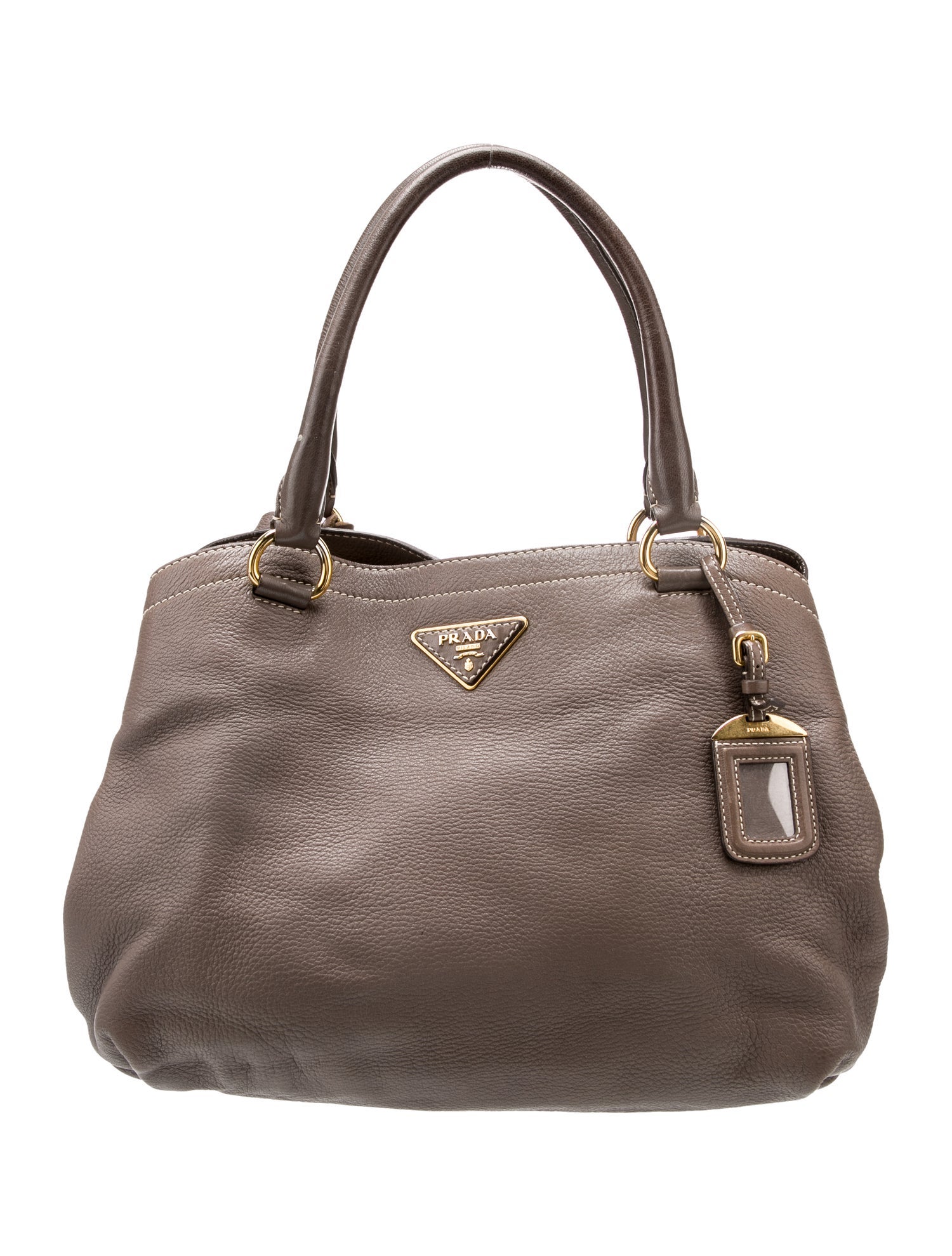 Prada Cervo Leather Shoulder Bag - Brown Shoulder Bags, Handbags ...