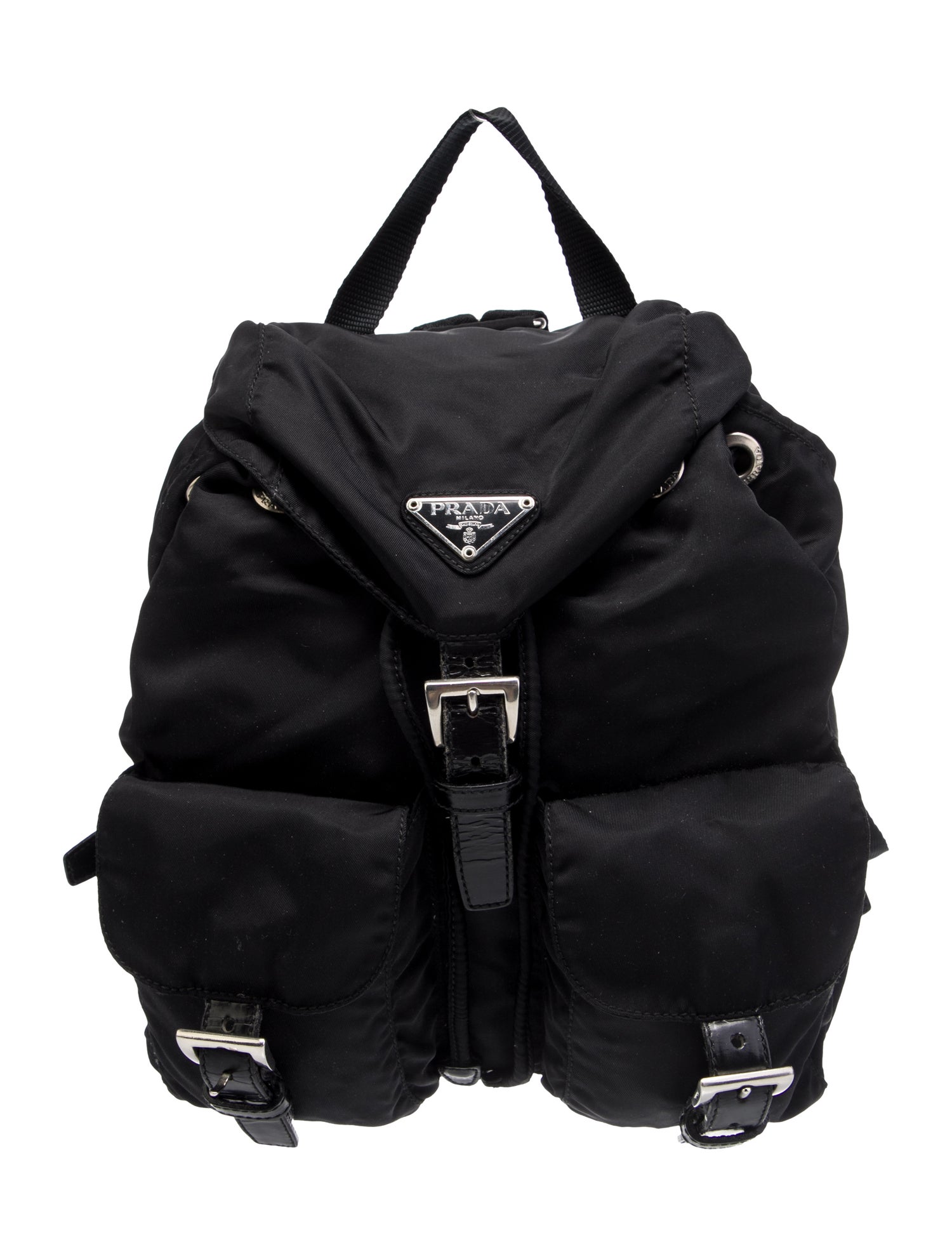 Prada Enameled Metal Triangle Backpack Vintage - Black Backpacks ...