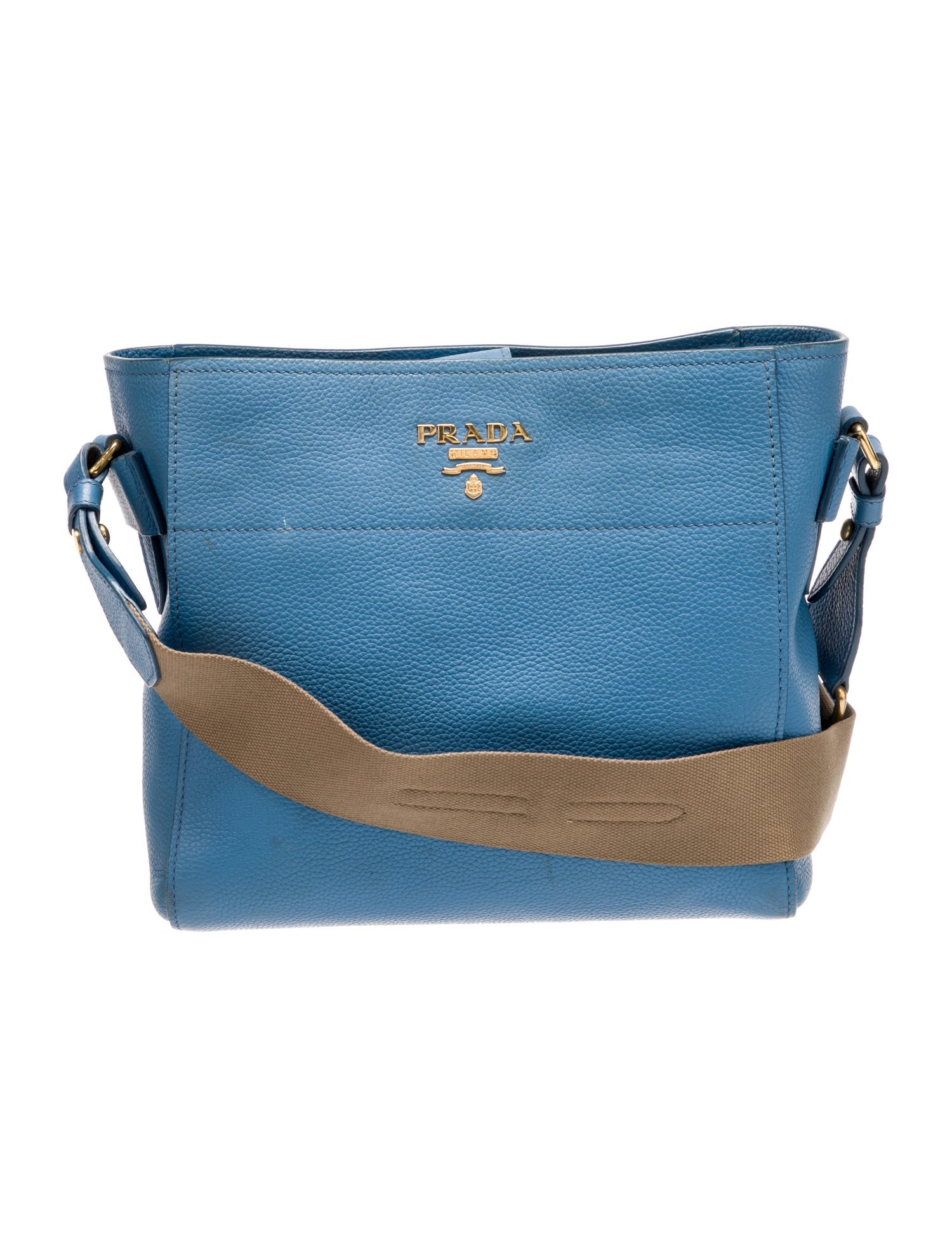 Prada Leather Bucket Bag - Blue Crossbody Bags, Handbags - PRA1022385 ...