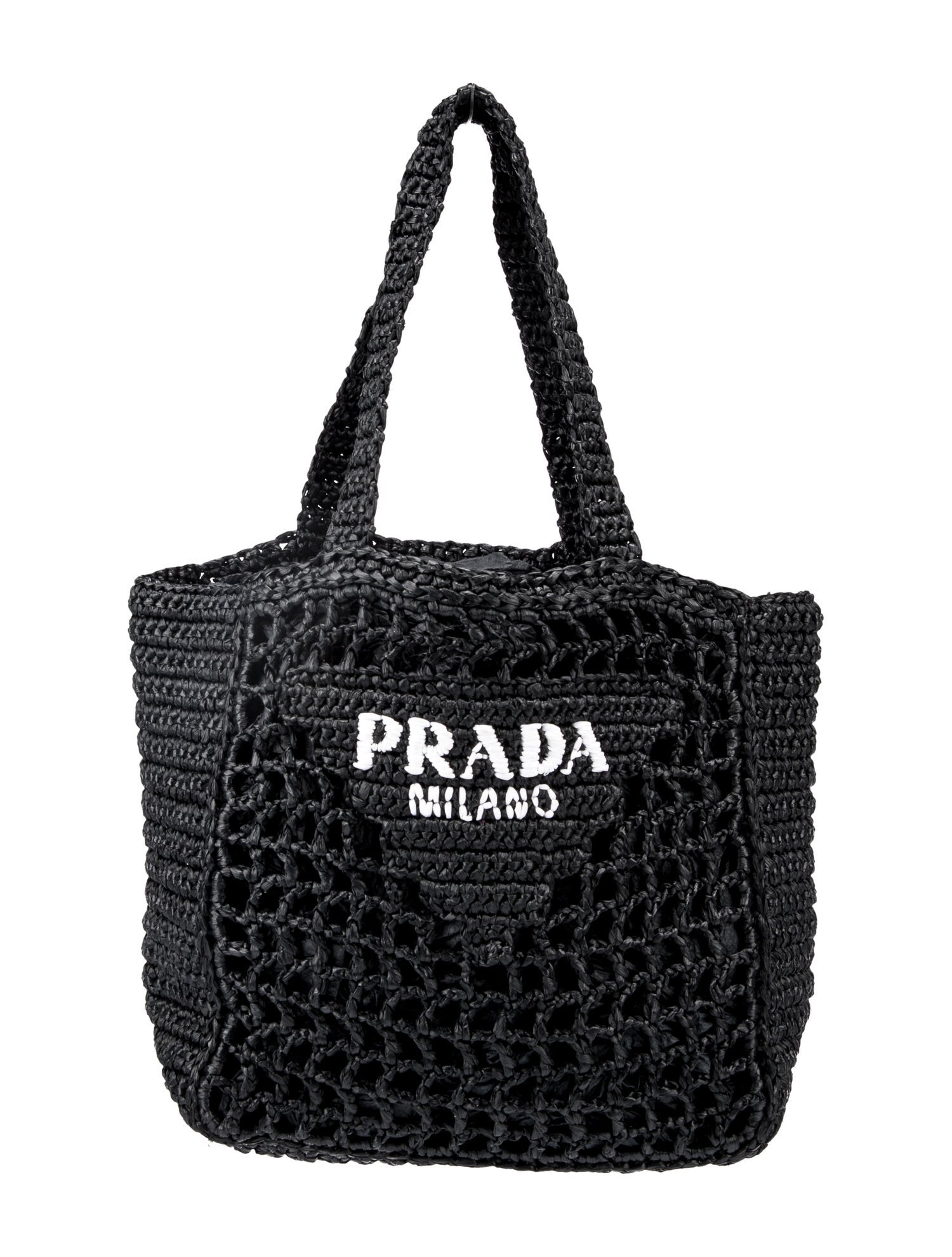 Prada Raffia Grass Tote Small - Black Totes, Handbags - PRA1005137 ...