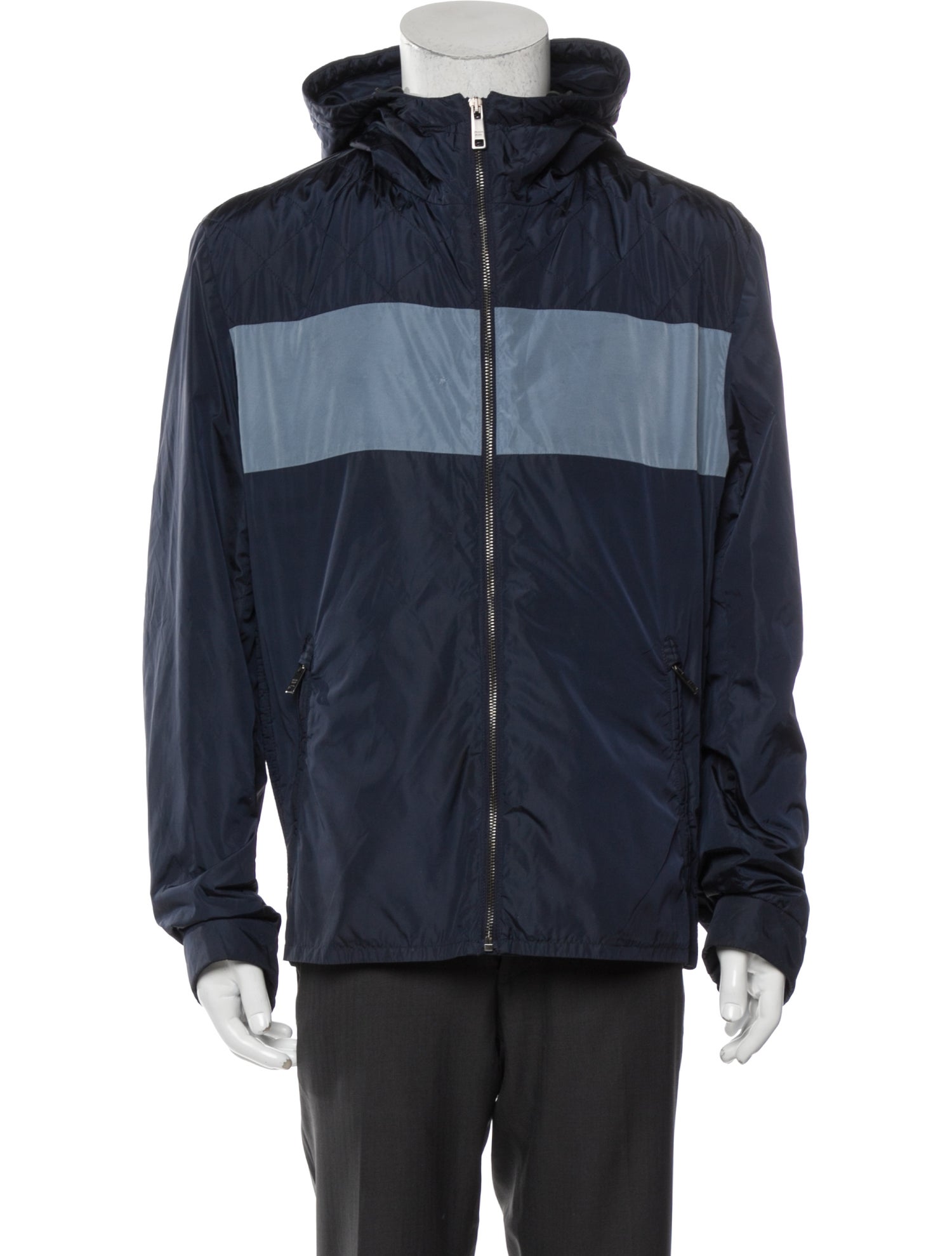 Prada Sport Colorblock Pattern Windbreaker - Blue Outerwear, Clothing ...