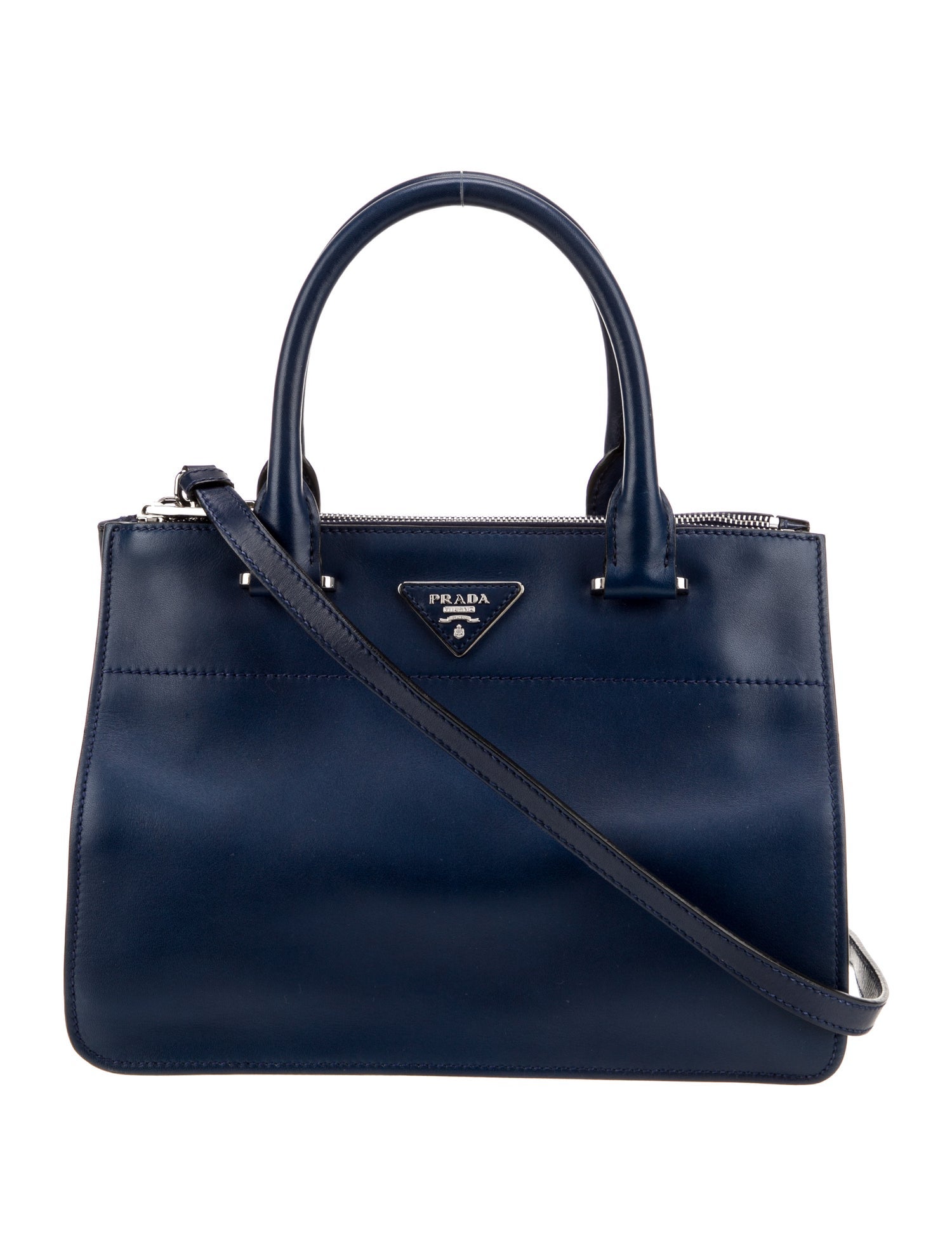 Prada City Calf Leather Top Handle Bag - Blue Handle Bags, Handbags ...