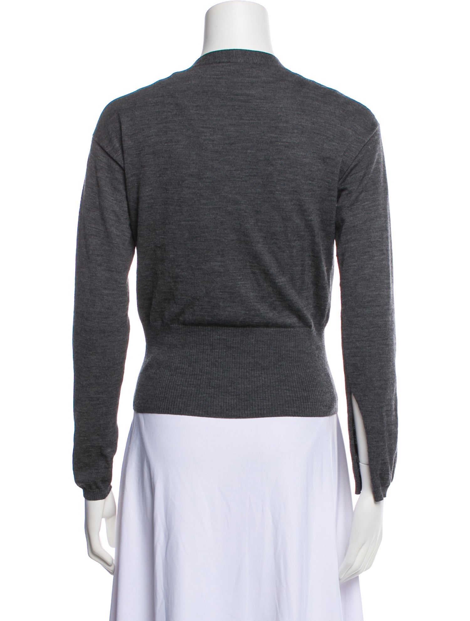 Prada Virgin Wool Floral Print Sweater - Grey Knitwear, Clothing ...