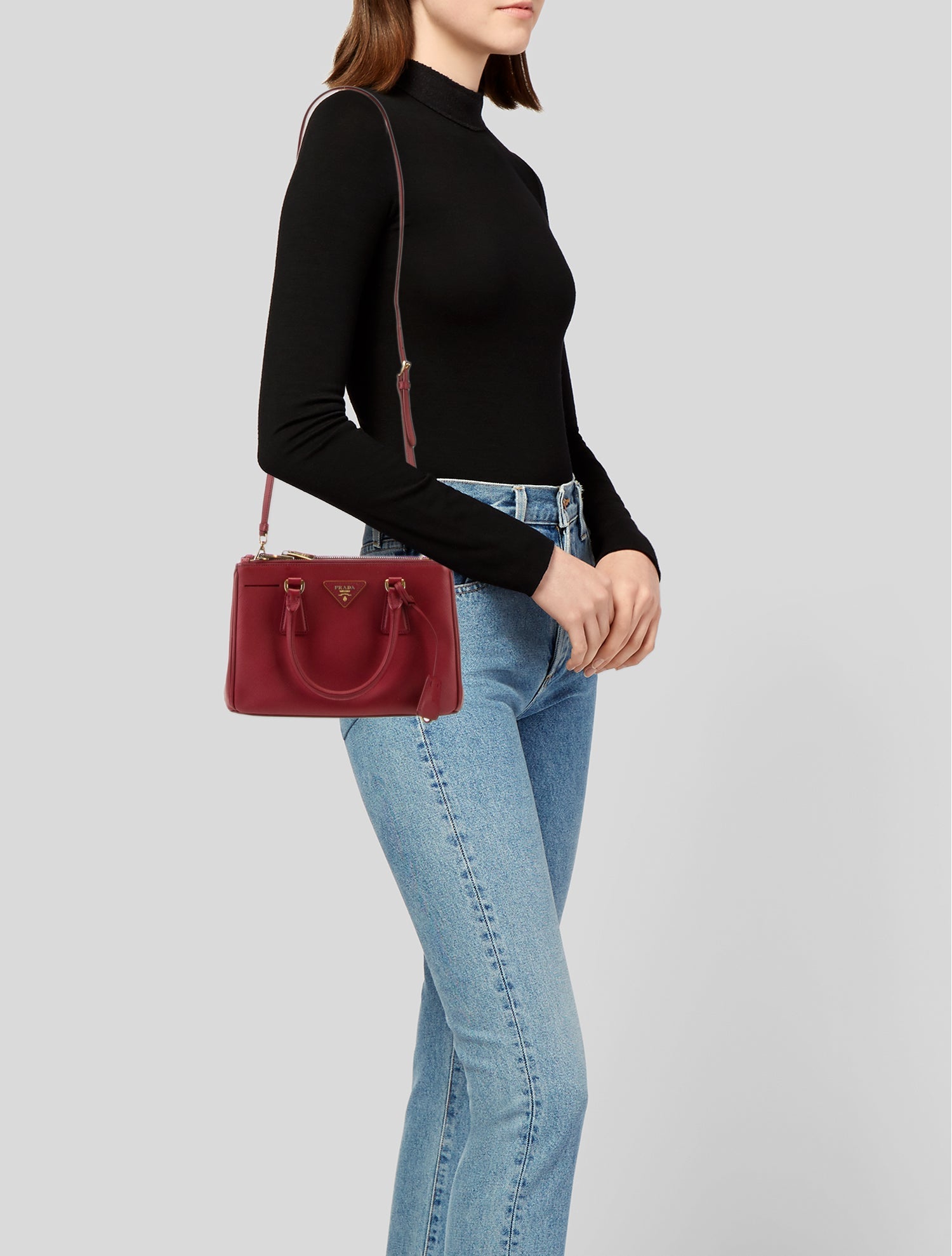 Prada Saffiano Lux Leather Galleria Double Zip Mini - Orange Totes ...