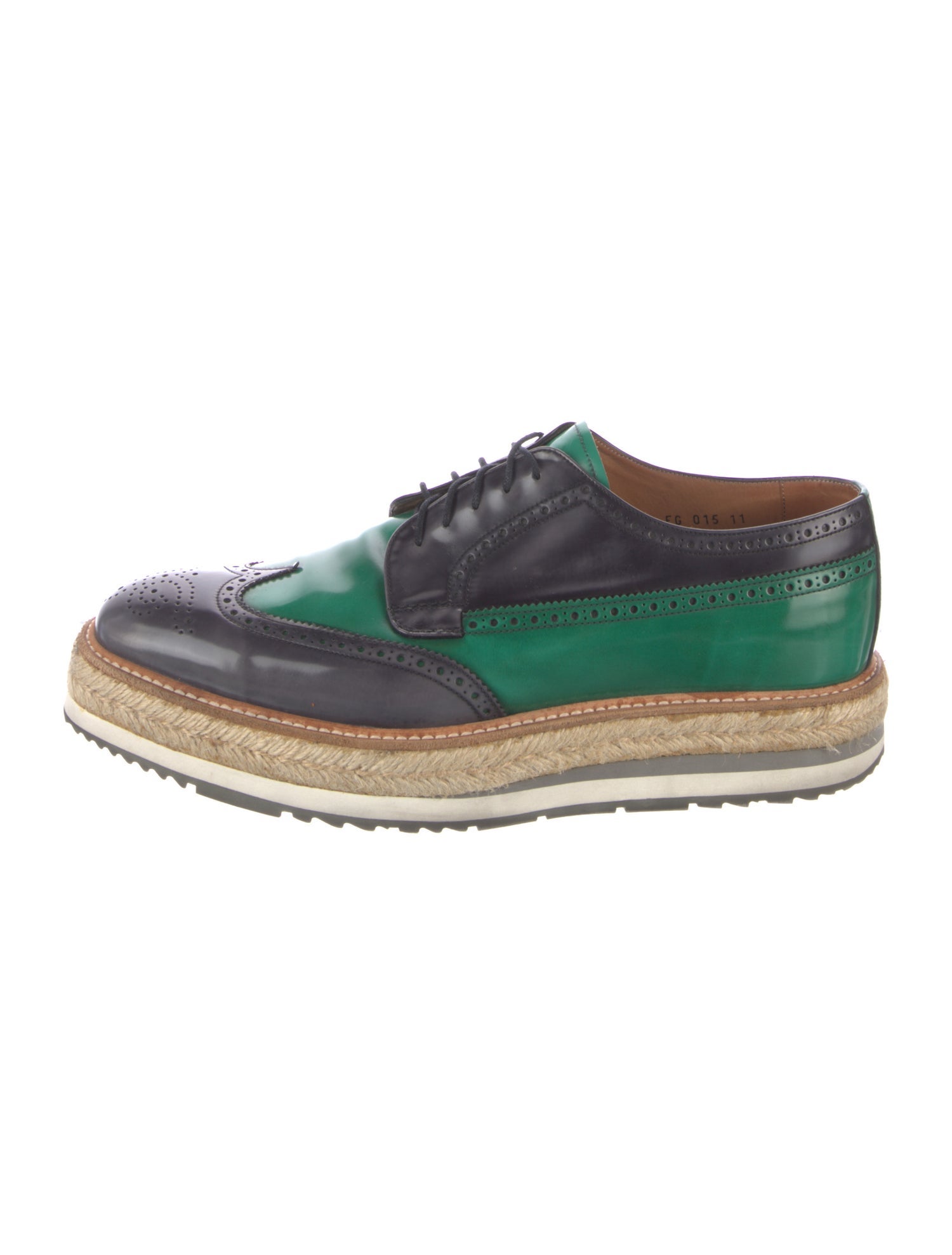 Prada Leather Colorblock Pattern Brogues - Blue Oxfords, Shoes ...