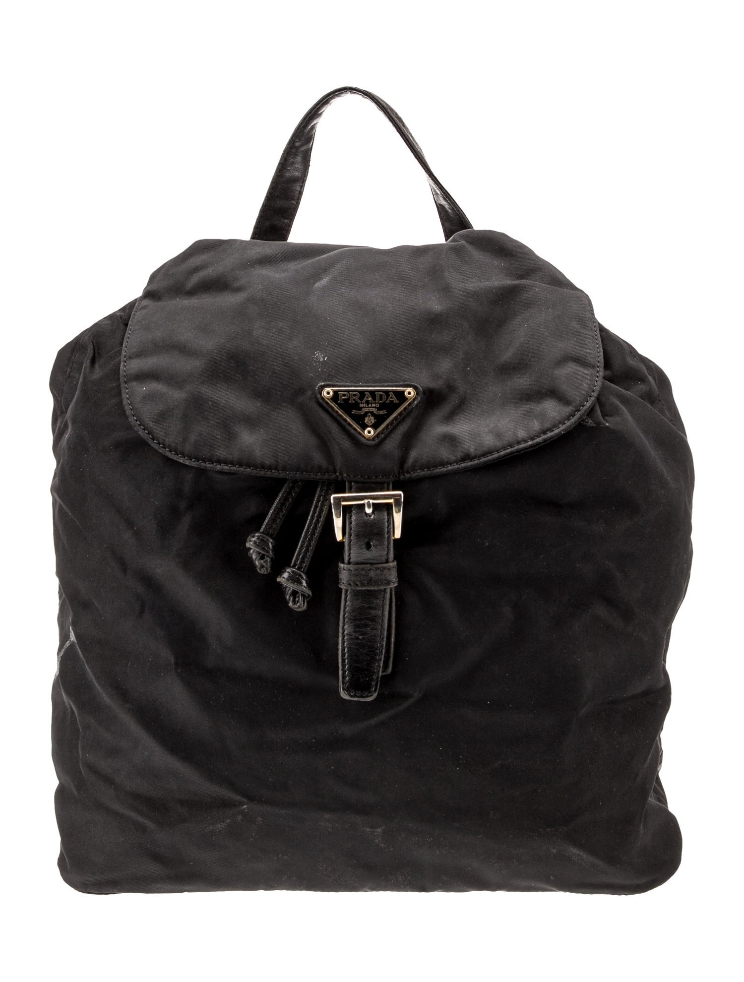 Prada Enameled Metal Triangle Backpack Vintage - Black Backpacks ...