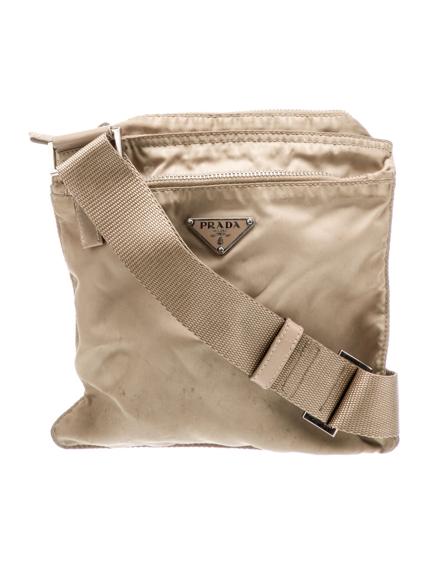Prada Enameled Metal Triangle Messenger Bag - Neutrals Crossbody Bags ...