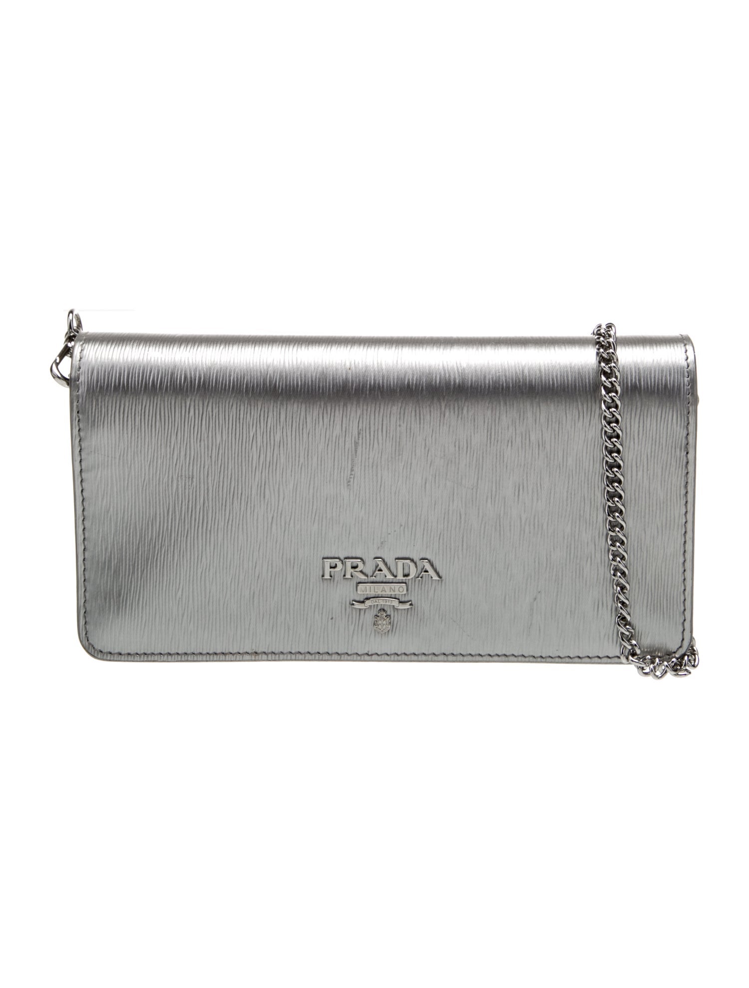 Prada Vitello Move Leather Shoulder Bag - Silver Crossbody Bags ...